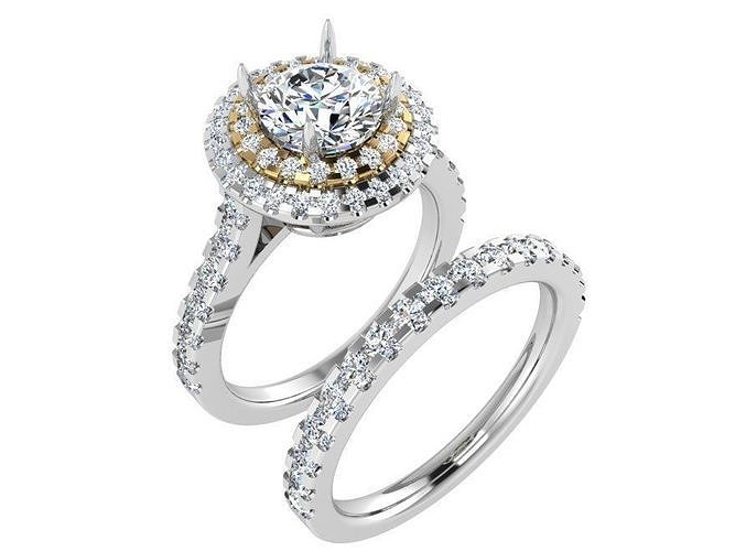 2-Row round diamond ring with band 3384 3D print model 3D model 3D ...