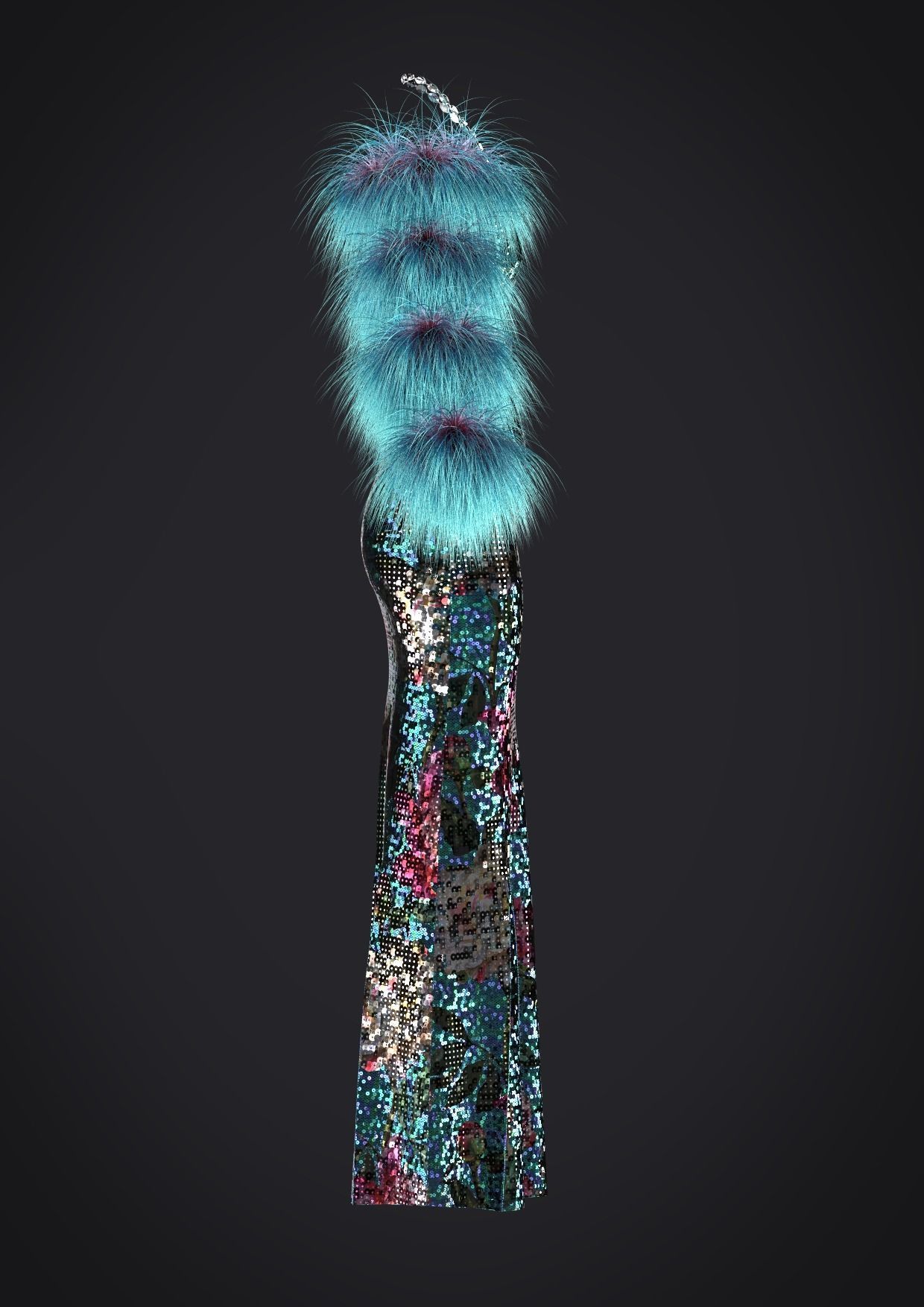 Cut out fur SEQUINS dress 3D model | CGTrader