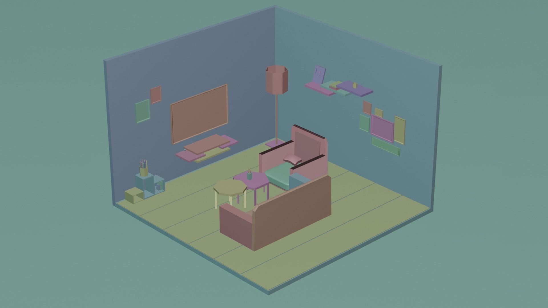 Lowpoly Interior Hall free VR / AR / low-poly 3D model rigged | CGTrader