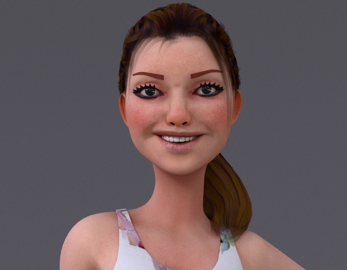 3D model Kristen Cartoon Girl Rig V1 VR / AR / low-poly | CGTrader