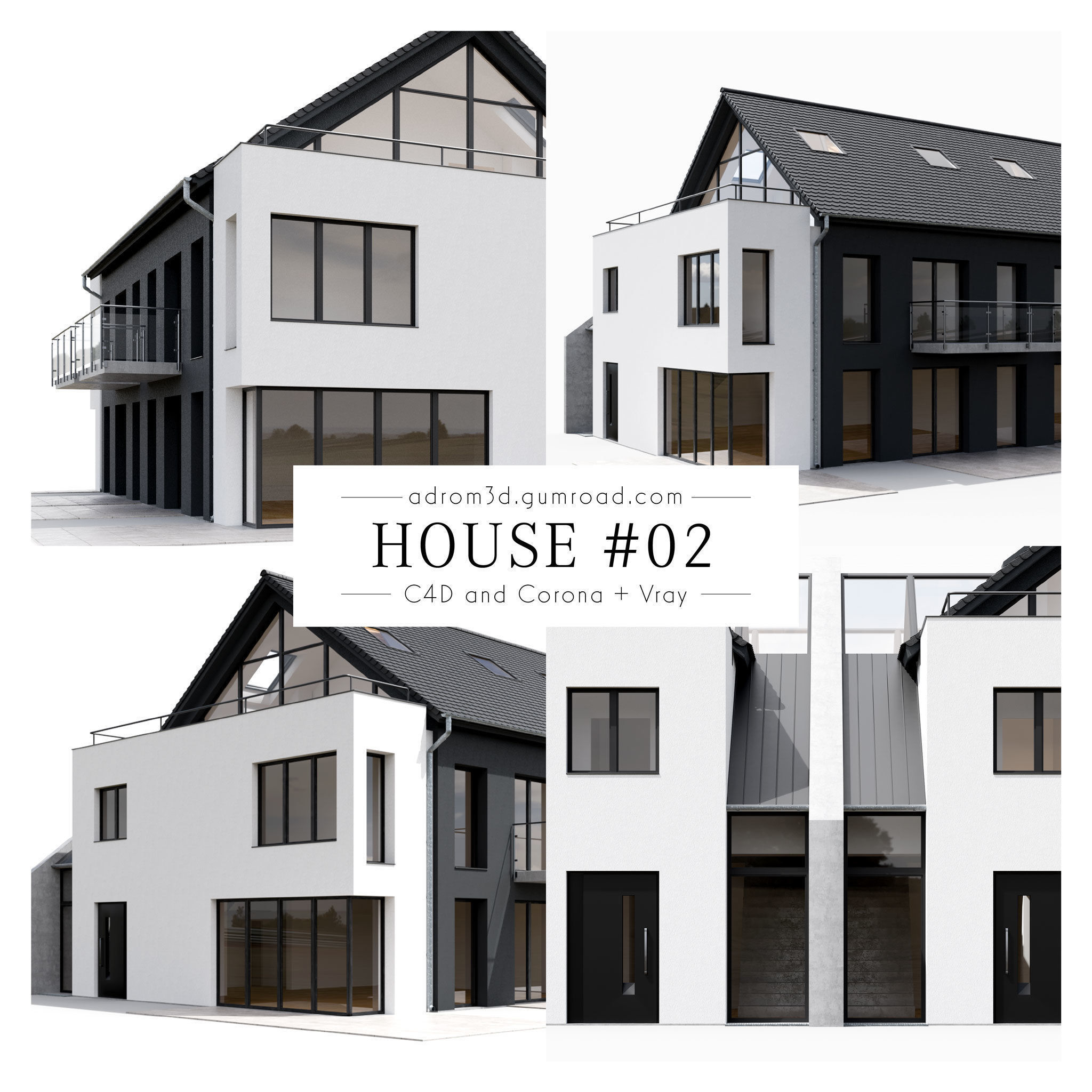 House 02 for Cinema 4D with Corona and V-Ray 3D model | CGTrader