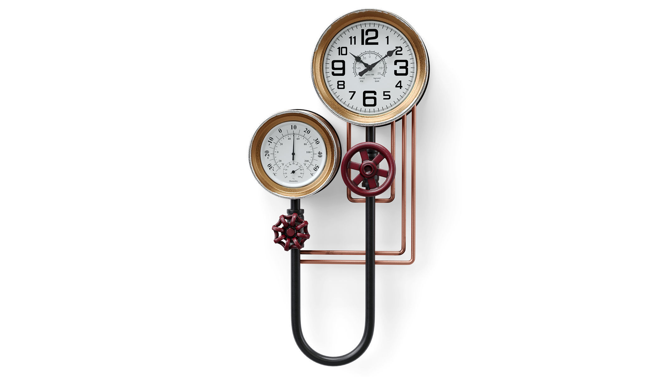 Industrial Pipe Wall Clock 3D model | CGTrader