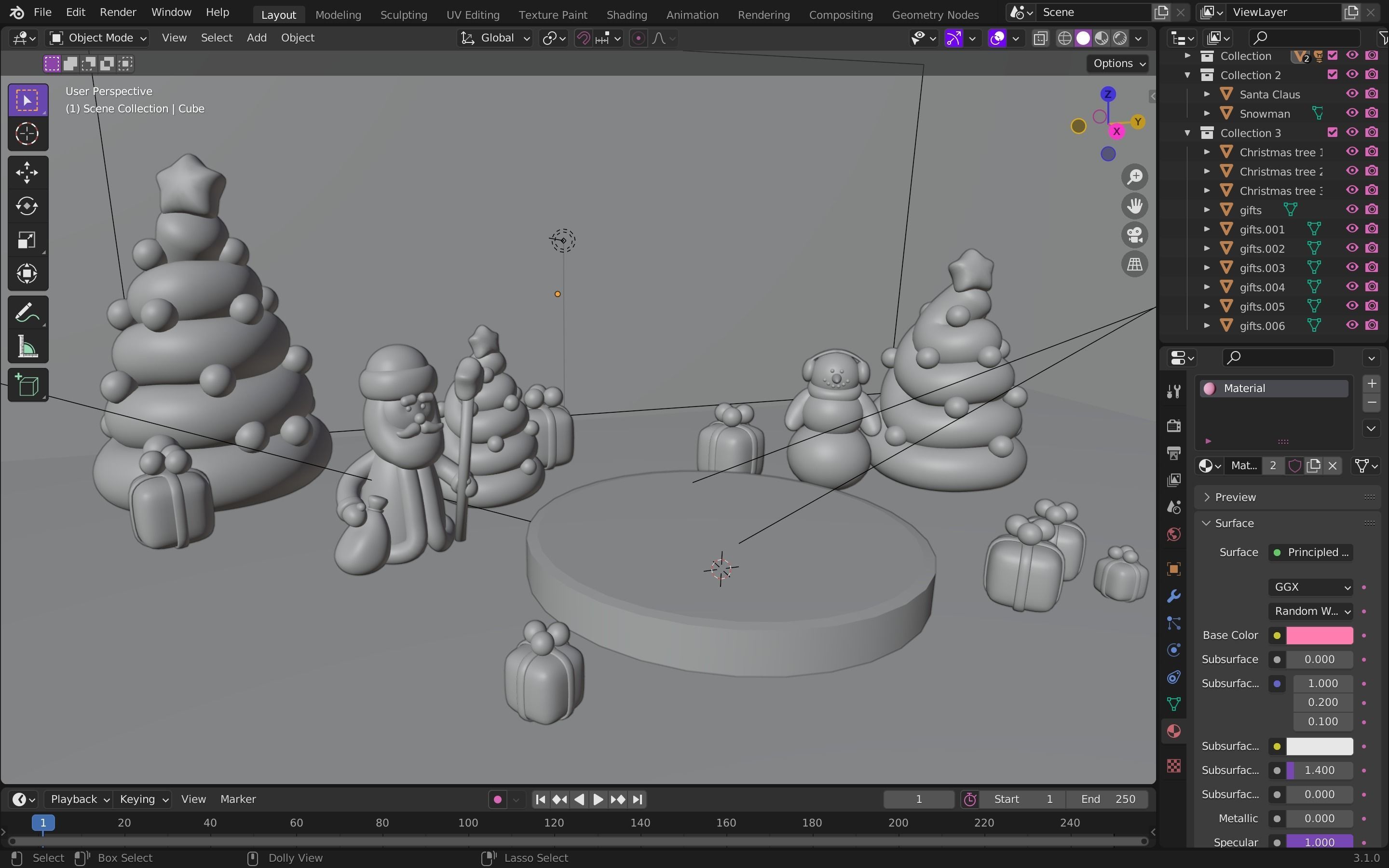 Modular Simple Christmas Scene Low-poly 3D model 3D model | CGTrader