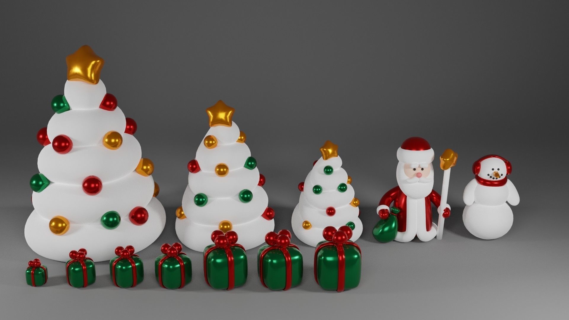 Modular Simple Christmas Scene Low-poly 3D model 3D model | CGTrader