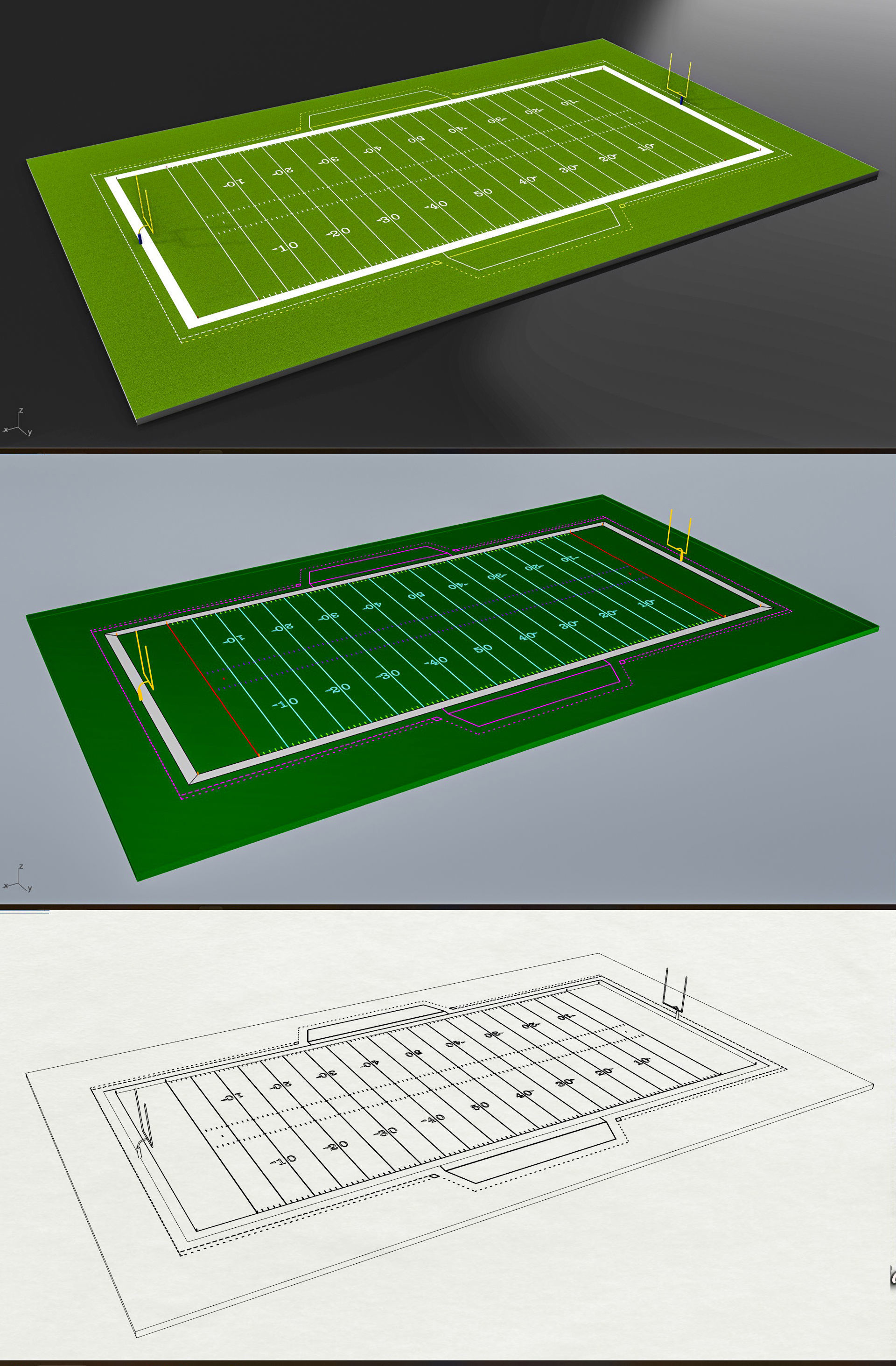 3D model American Football Field-NFL version VR / AR / low-poly | CGTrader