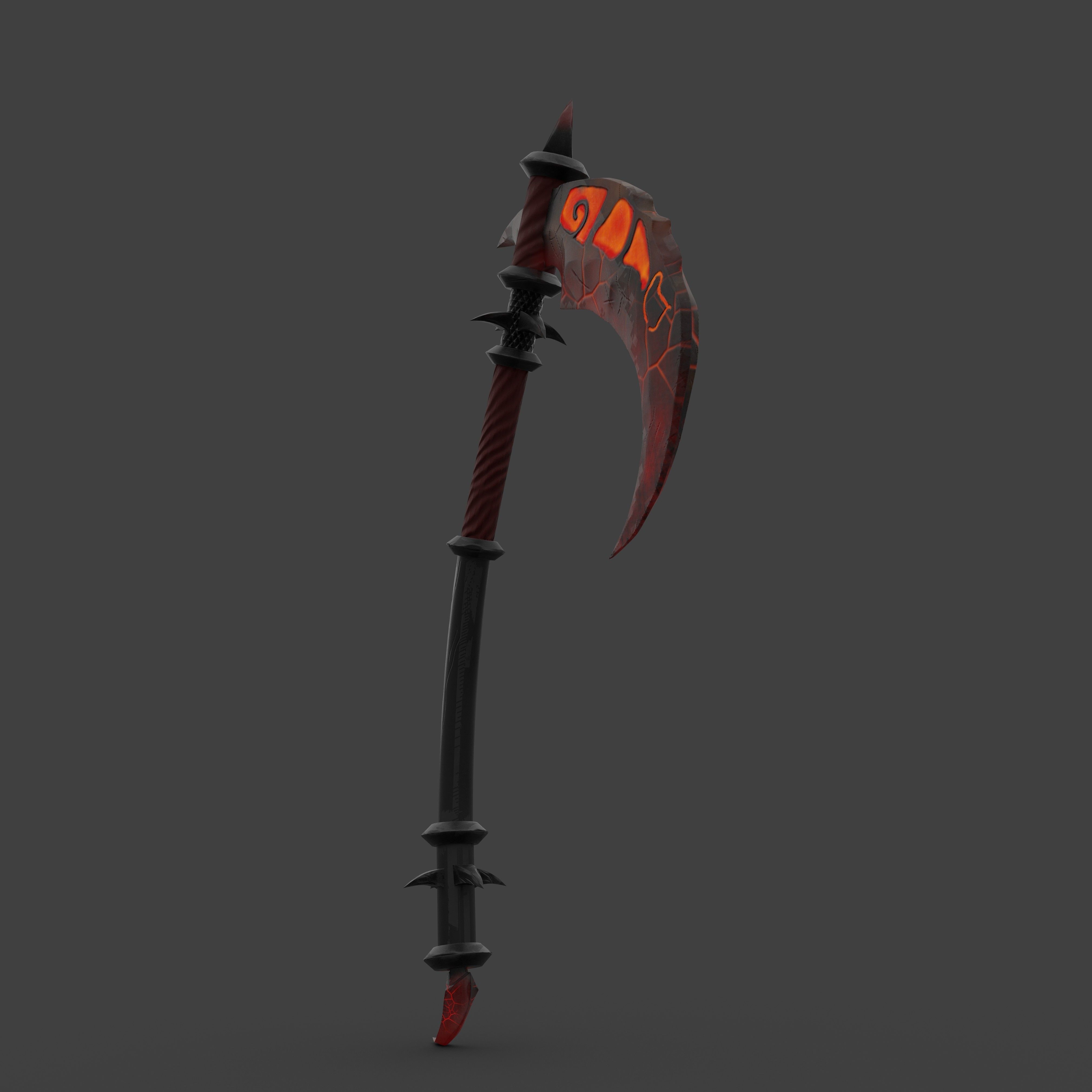 3D model Fire scythe weapon VR / AR / low-poly | CGTrader