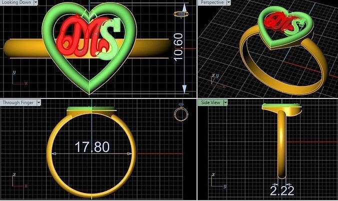 Name heart ladies ring 3D model 3D printable | CGTrader