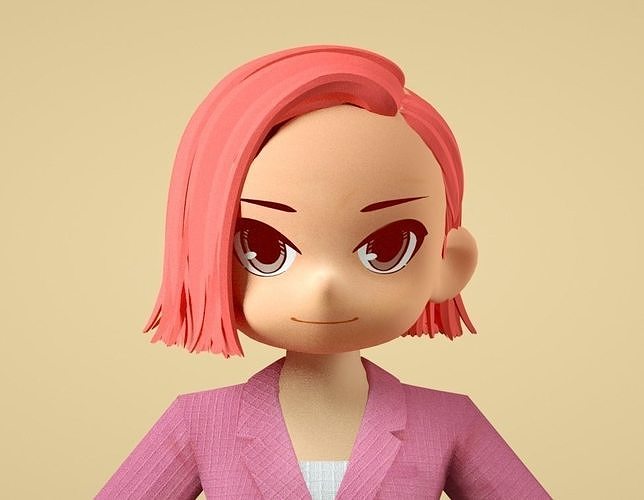 cartoon female general manager character 3D model | CGTrader