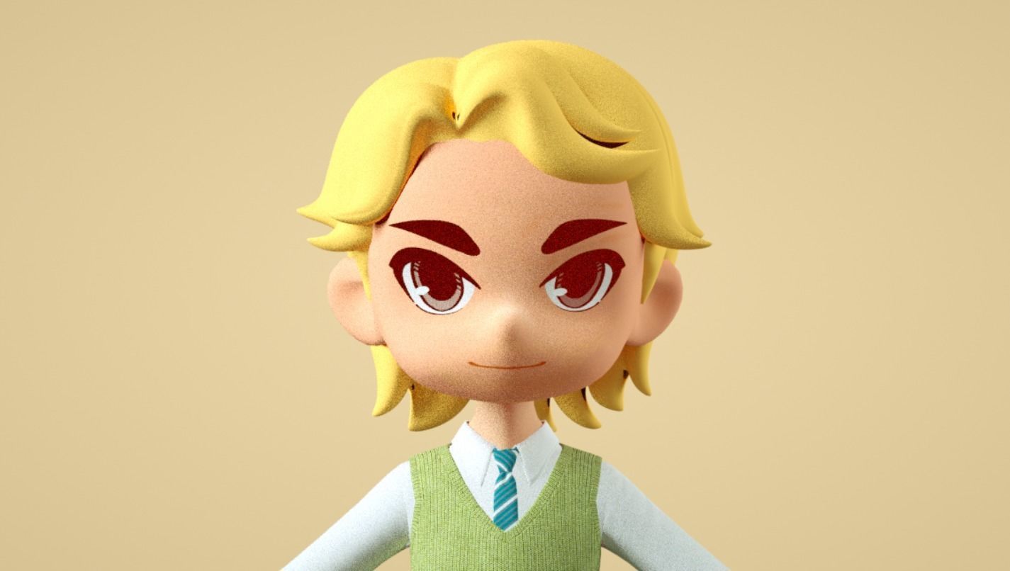 Yellow hair cartoon little boy manager 3D model | CGTrader