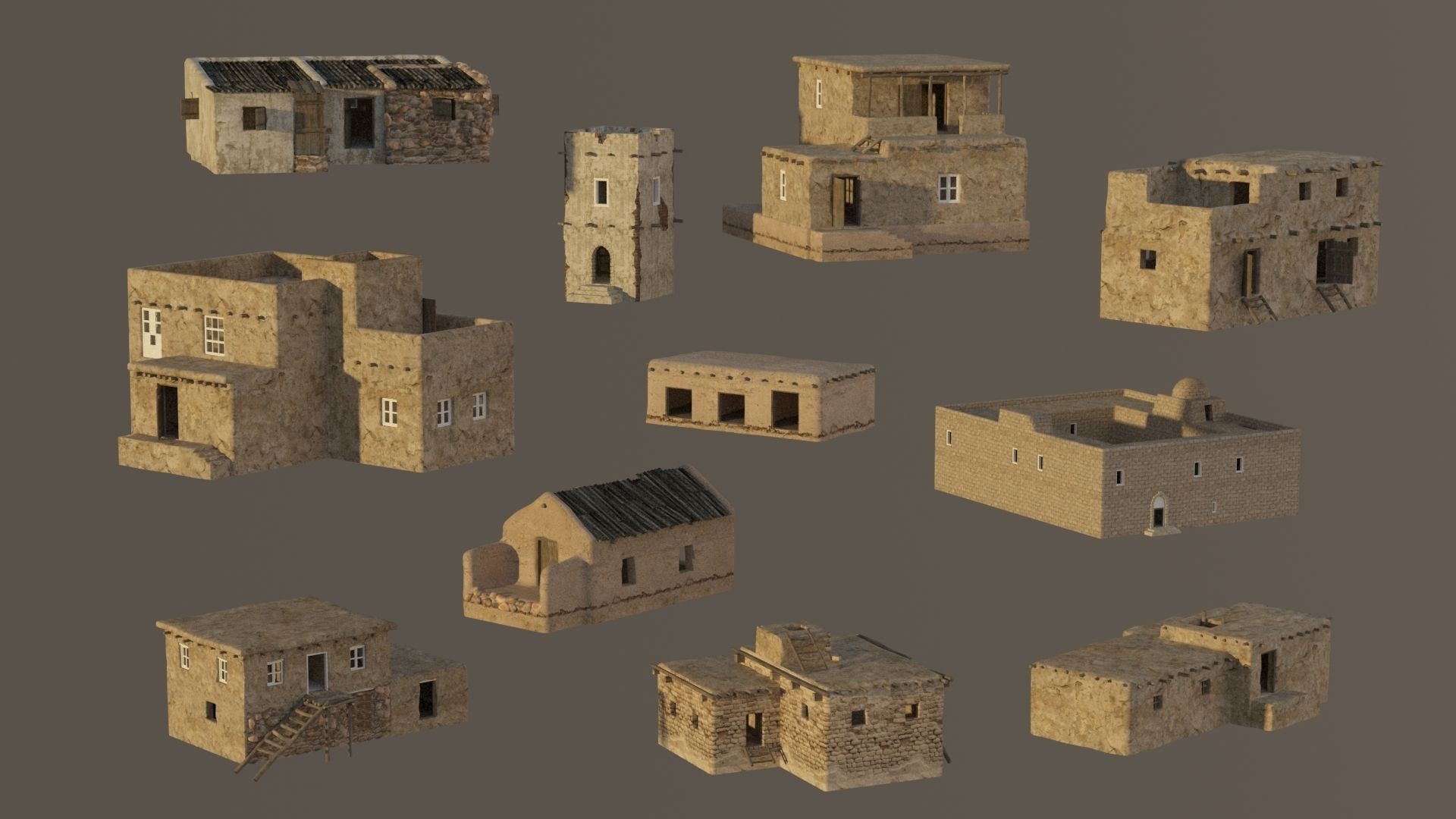 3D model Afghanistan Middle East Village Town Houses VR / AR / low-poly ...