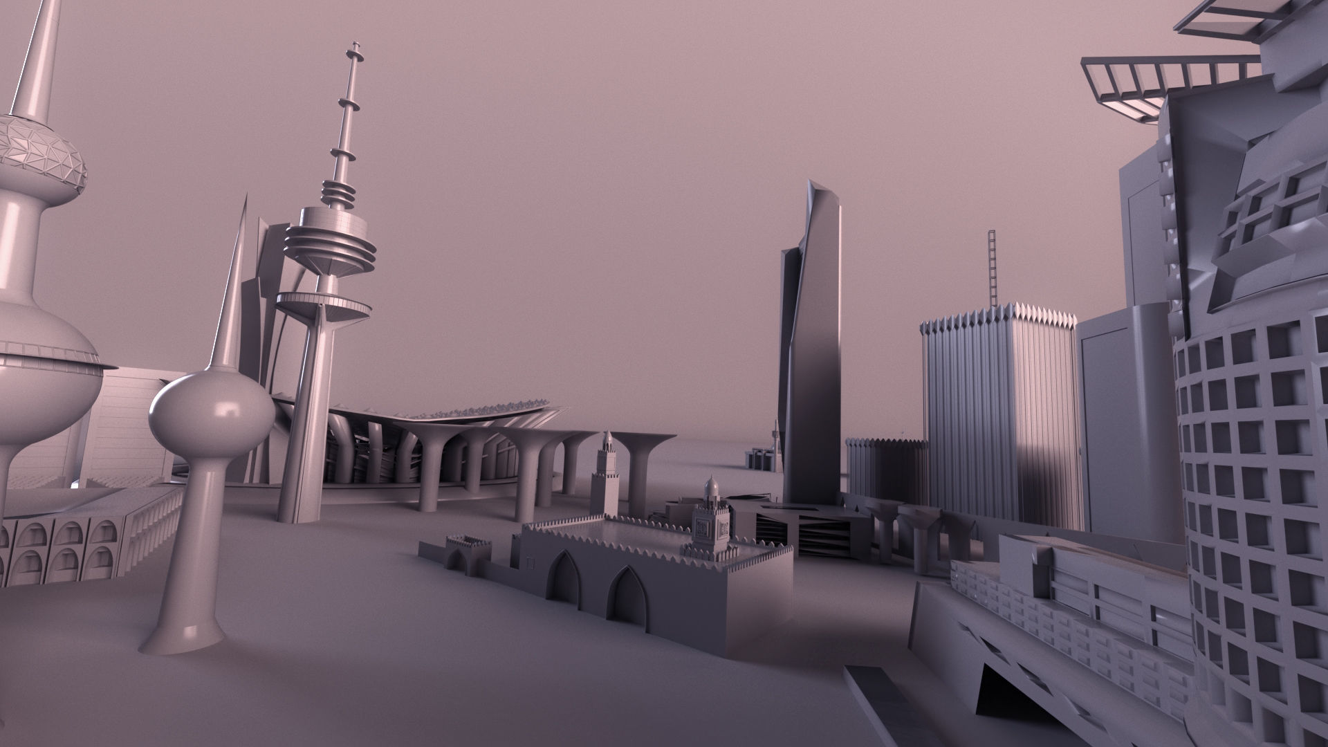 Kuwait Landmarks Cityscape Skyline 3D model | CGTrader