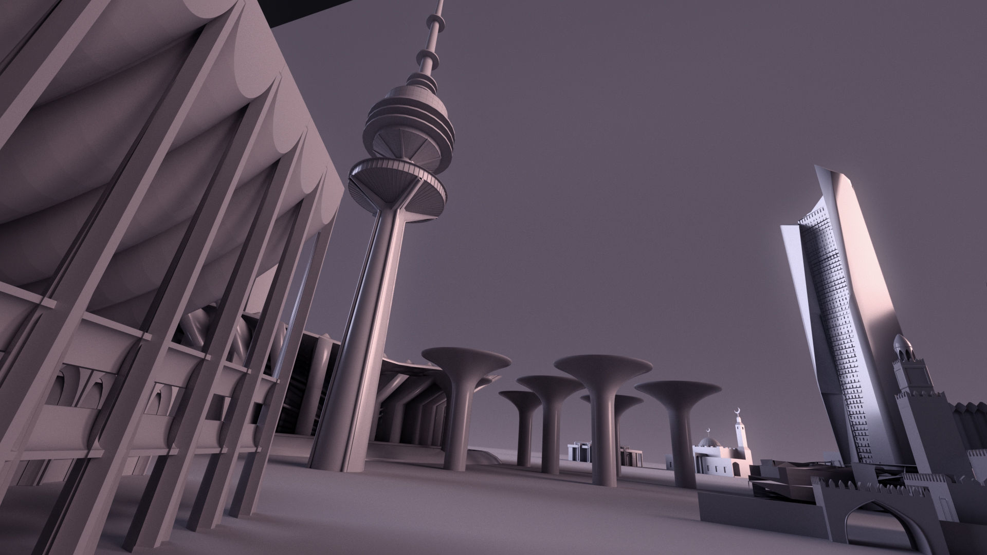 Kuwait Landmarks Cityscape Skyline 3D model | CGTrader