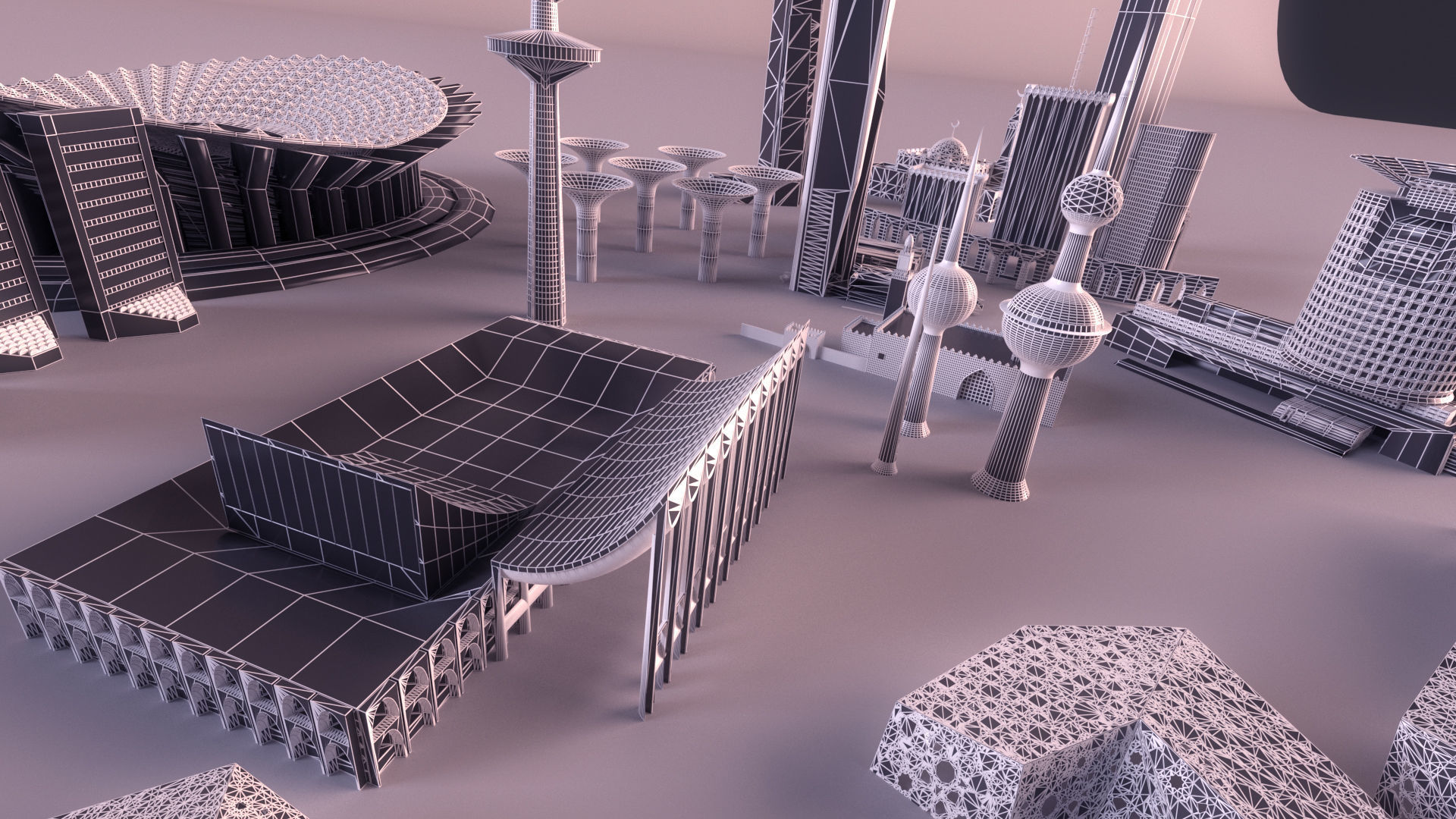 Kuwait Landmarks Cityscape Skyline 3D model | CGTrader