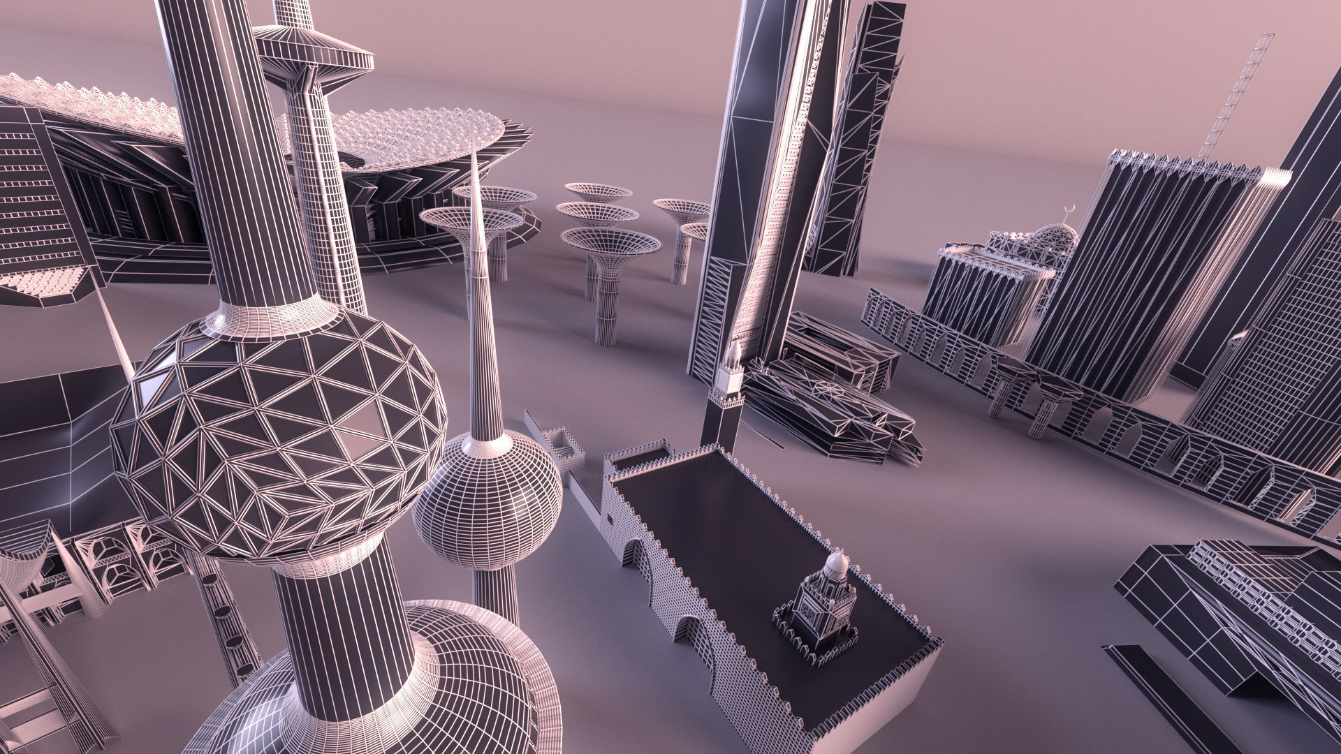 Kuwait Landmarks Cityscape Skyline 3D model | CGTrader