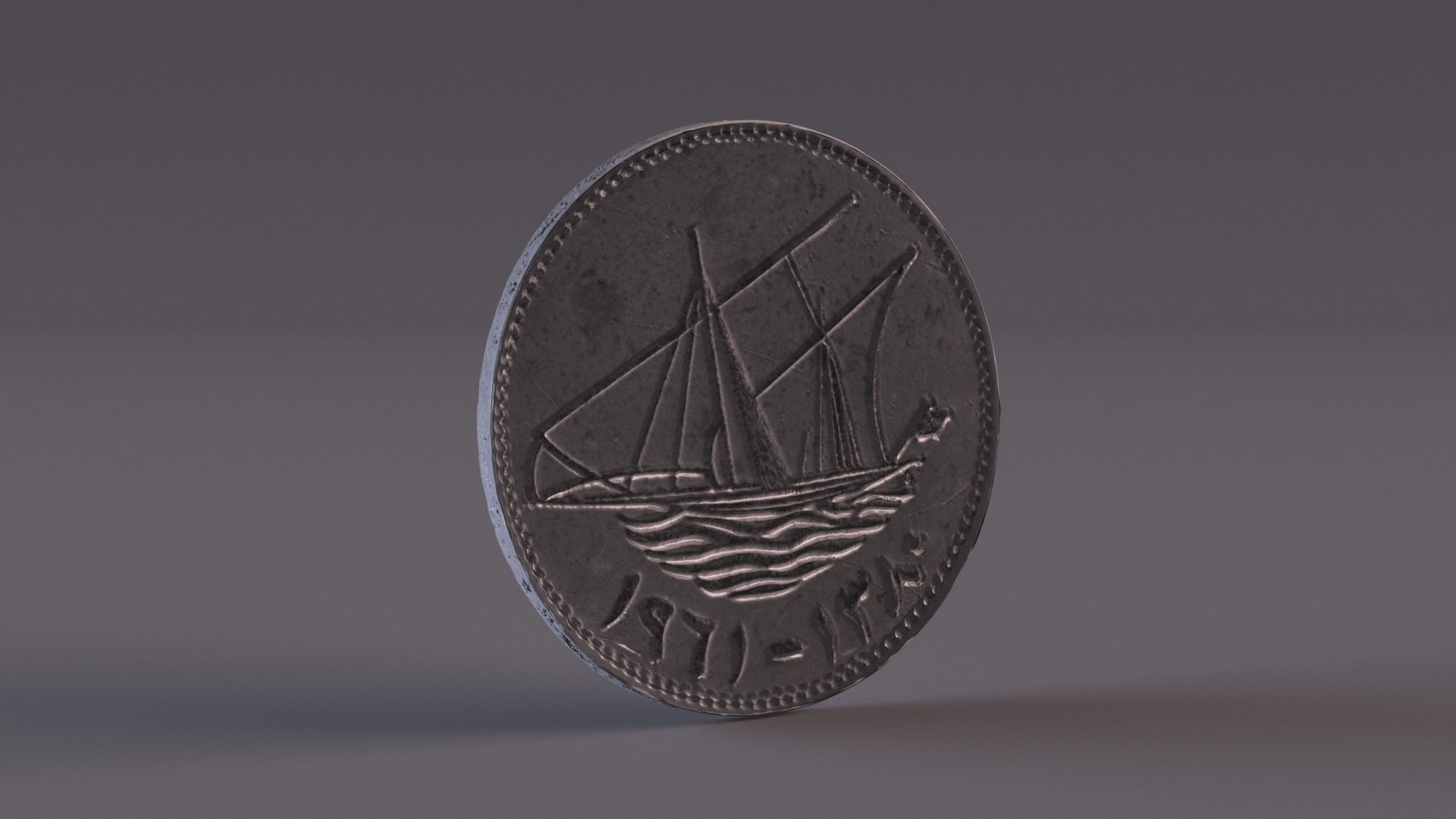 Kuwait 100 fils coin 3D model | CGTrader