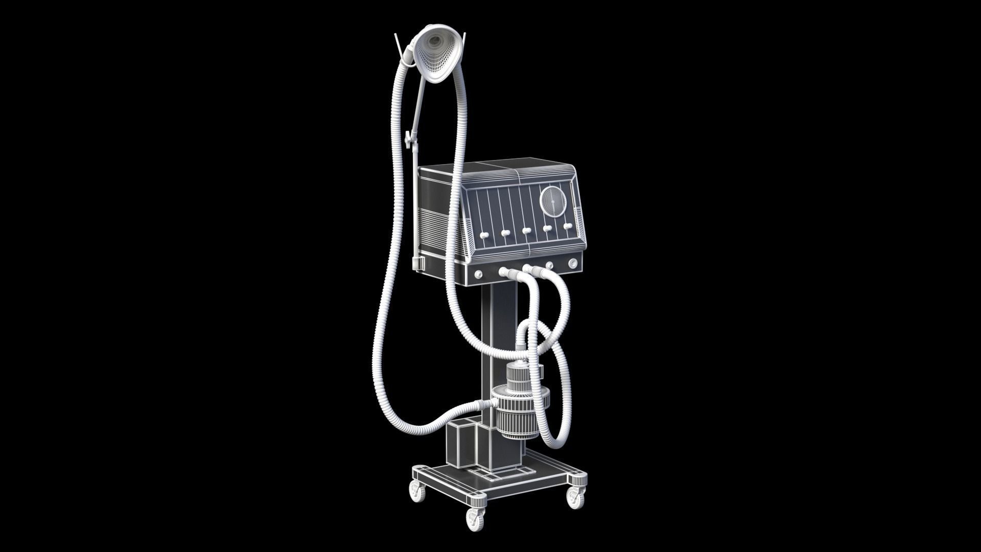 ICU Hospital Ventilator Medical Bed Set 3D model | CGTrader
