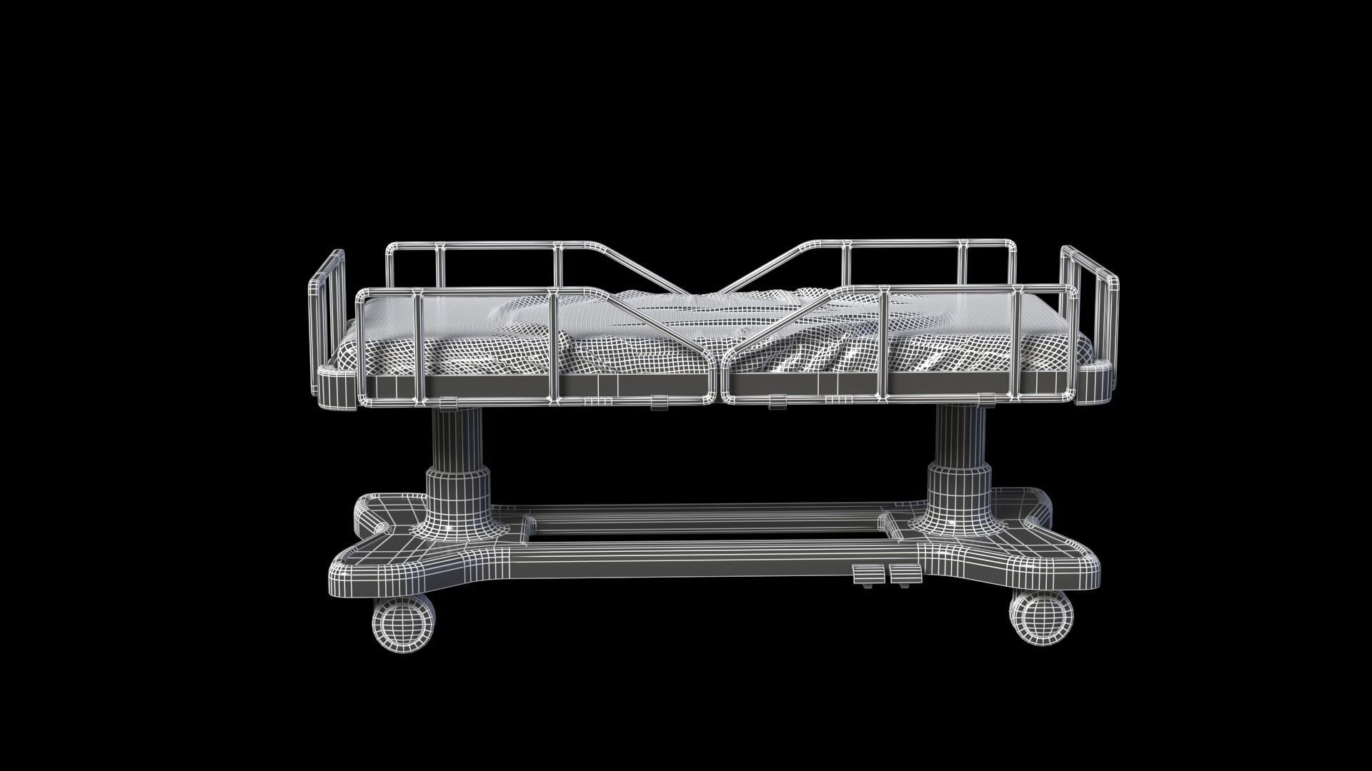 ICU Hospital Ventilator Medical Bed Set 3D model | CGTrader