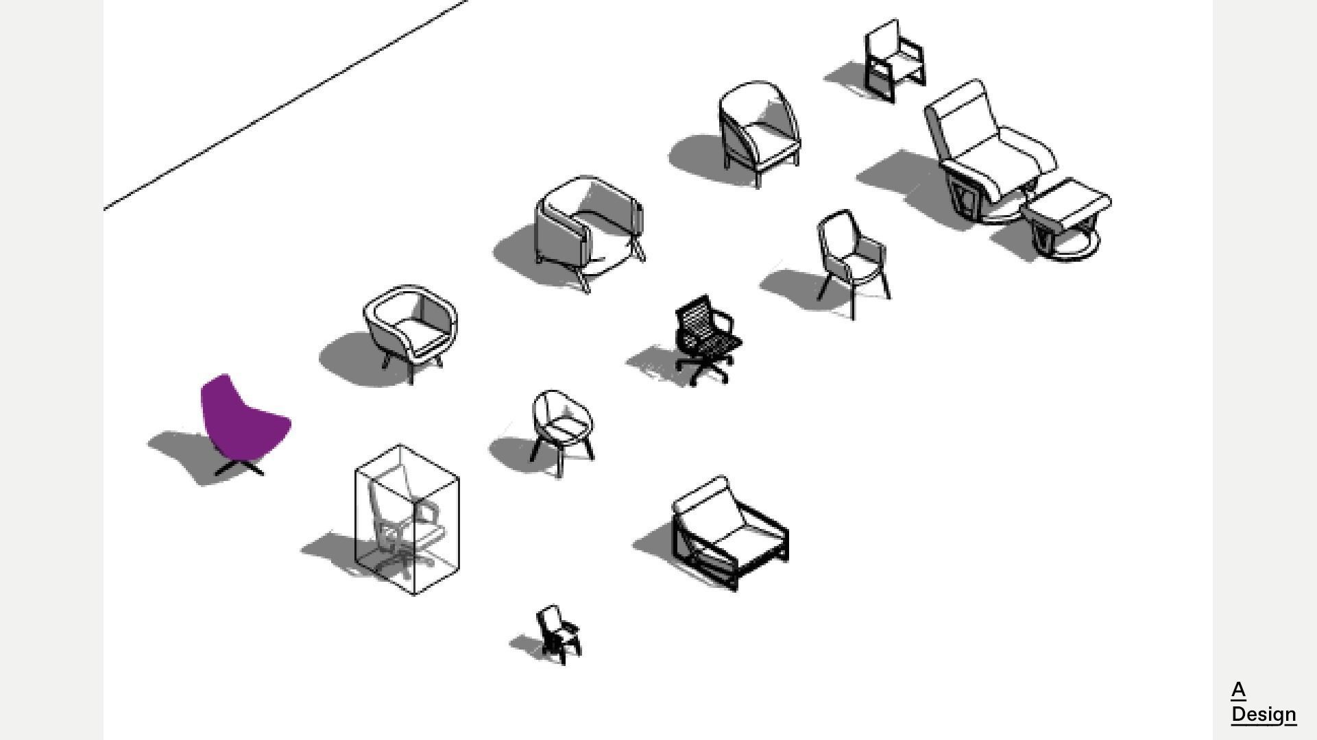Seats - Pack of revit families 3D model | CGTrader