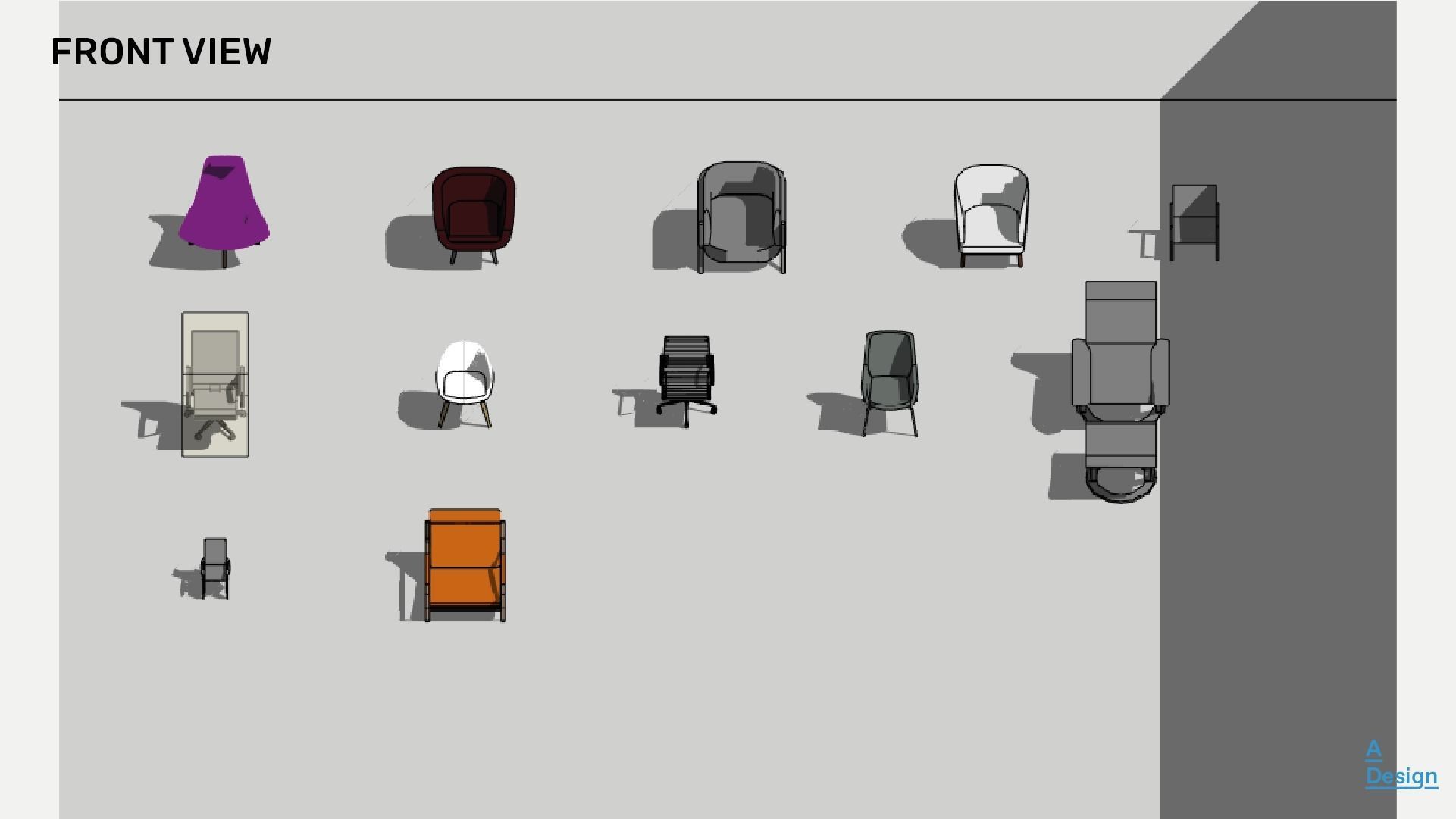 Seats - Pack of revit families 3D model | CGTrader