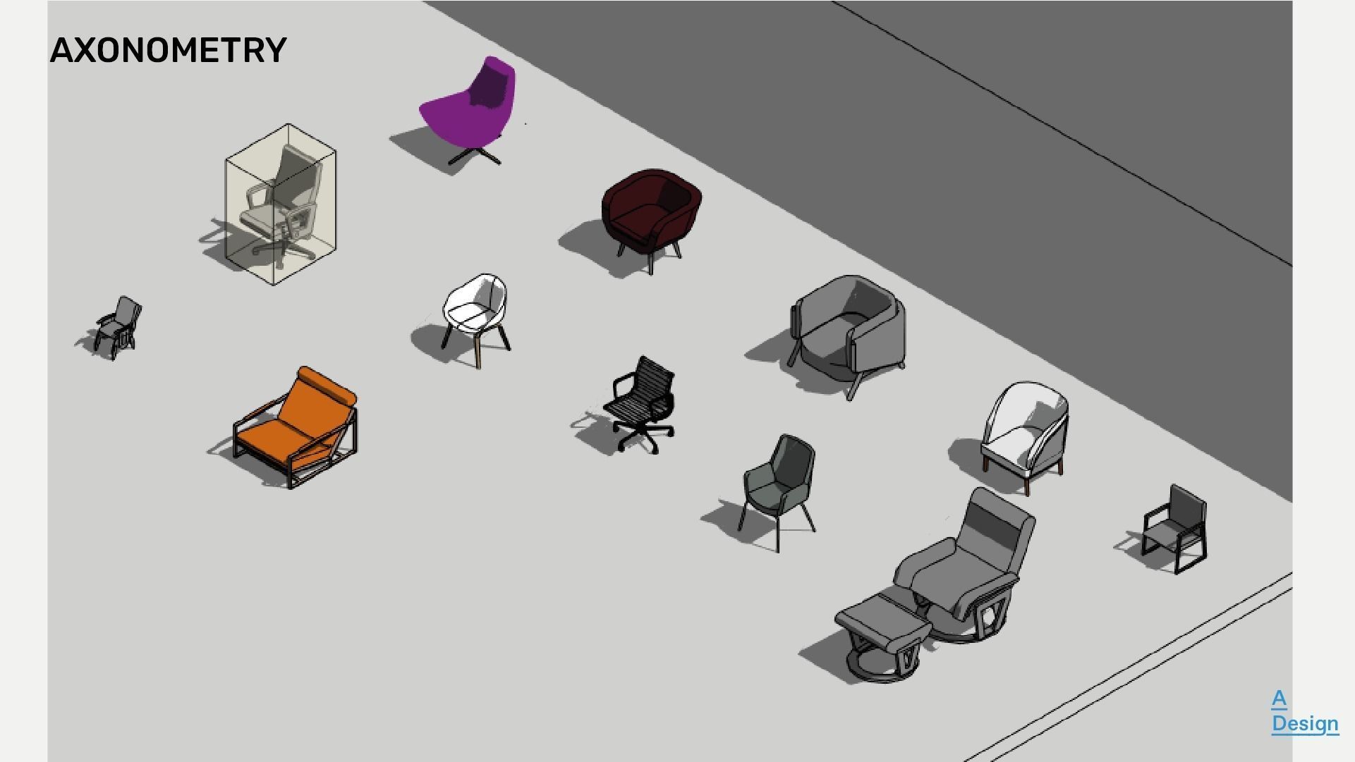 Seats - Pack of revit families 3D model | CGTrader