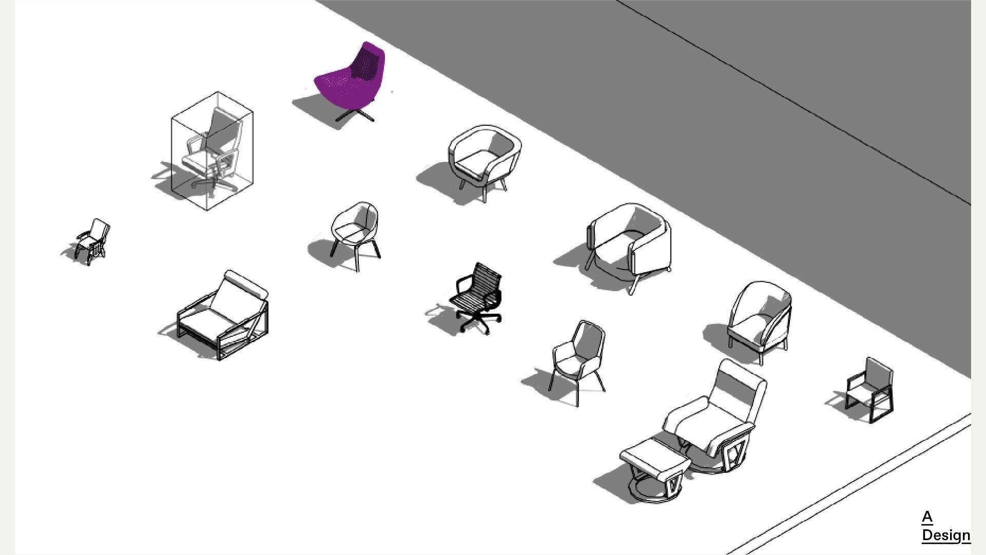 Seats - Pack of revit families 3D model | CGTrader