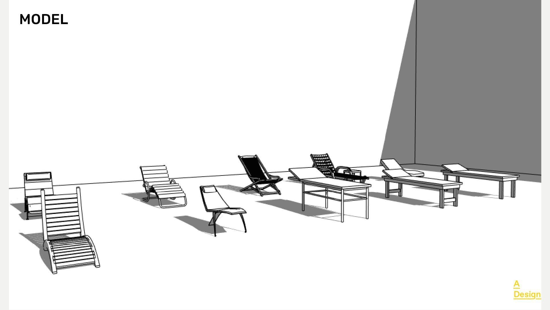 Sunbeds - Pack of revit families 3D model | CGTrader