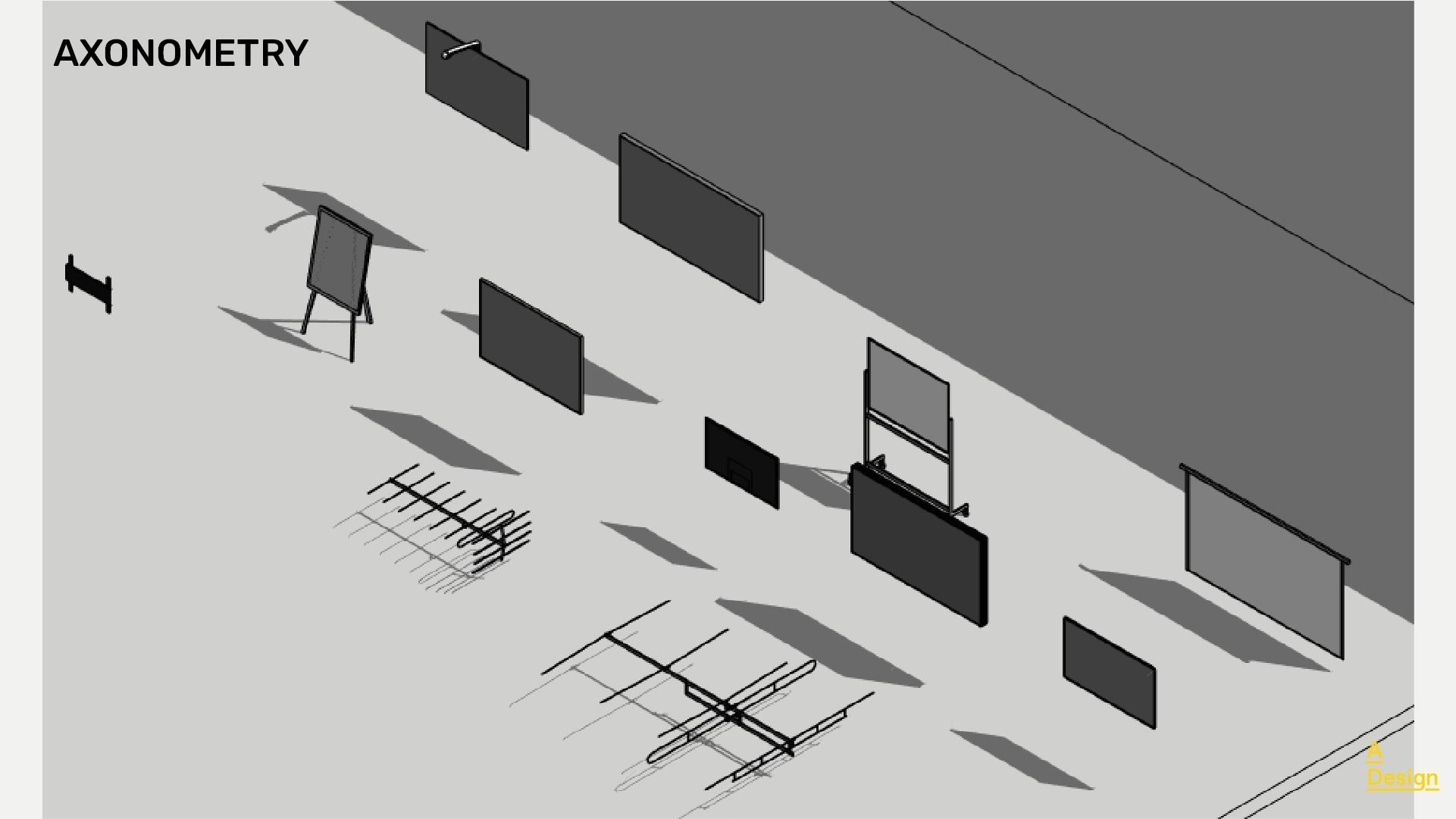 Whiteboards and TVs - Pack of revit families 3D model | CGTrader