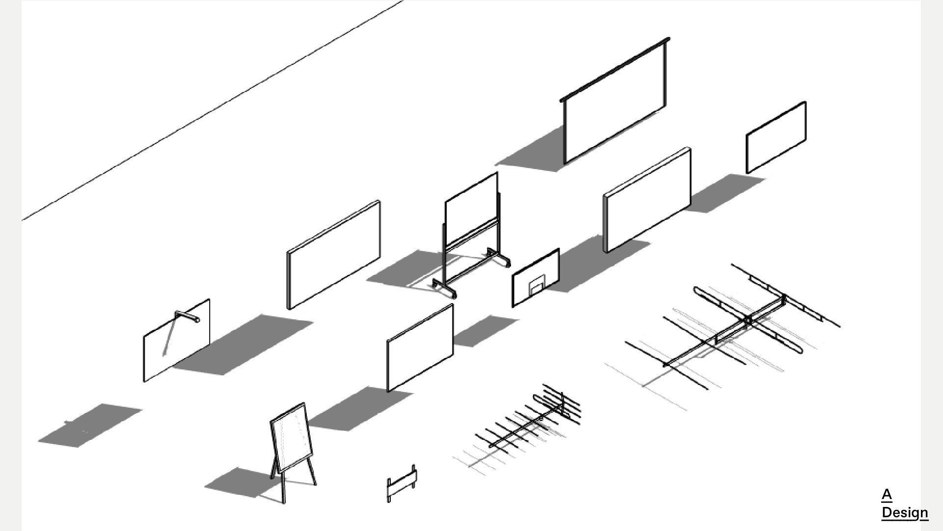 Whiteboards and TVs - Pack of revit families 3D model | CGTrader