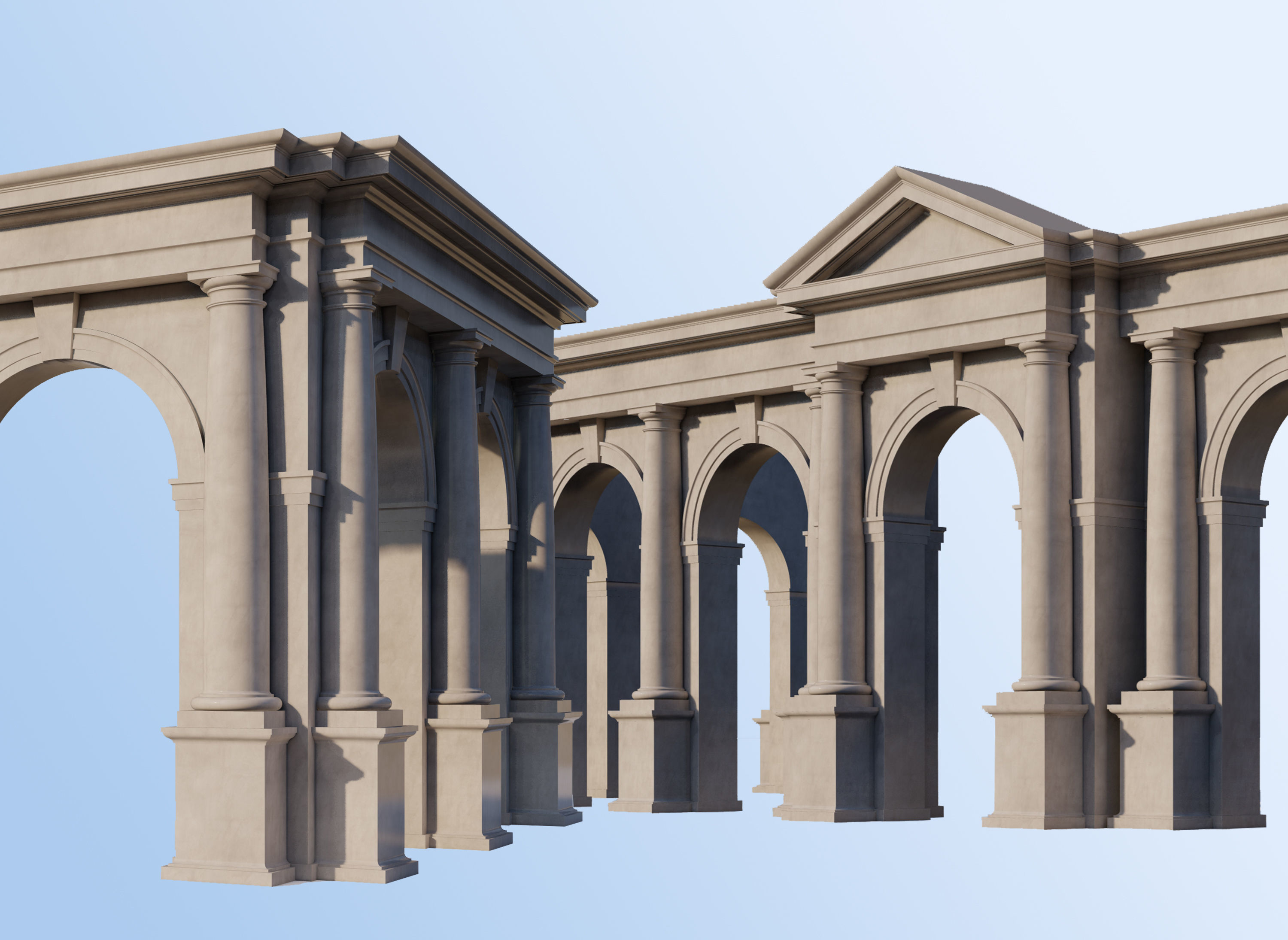 Arch in classical Tuscan order with columns on Vignola Arcade 3D model ...