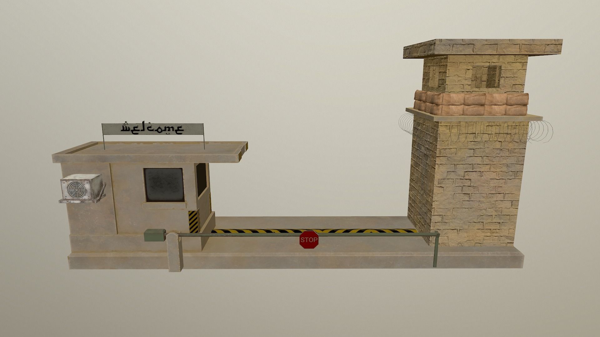 3D model Desert Security Guard Booth VR / AR / low-poly | CGTrader