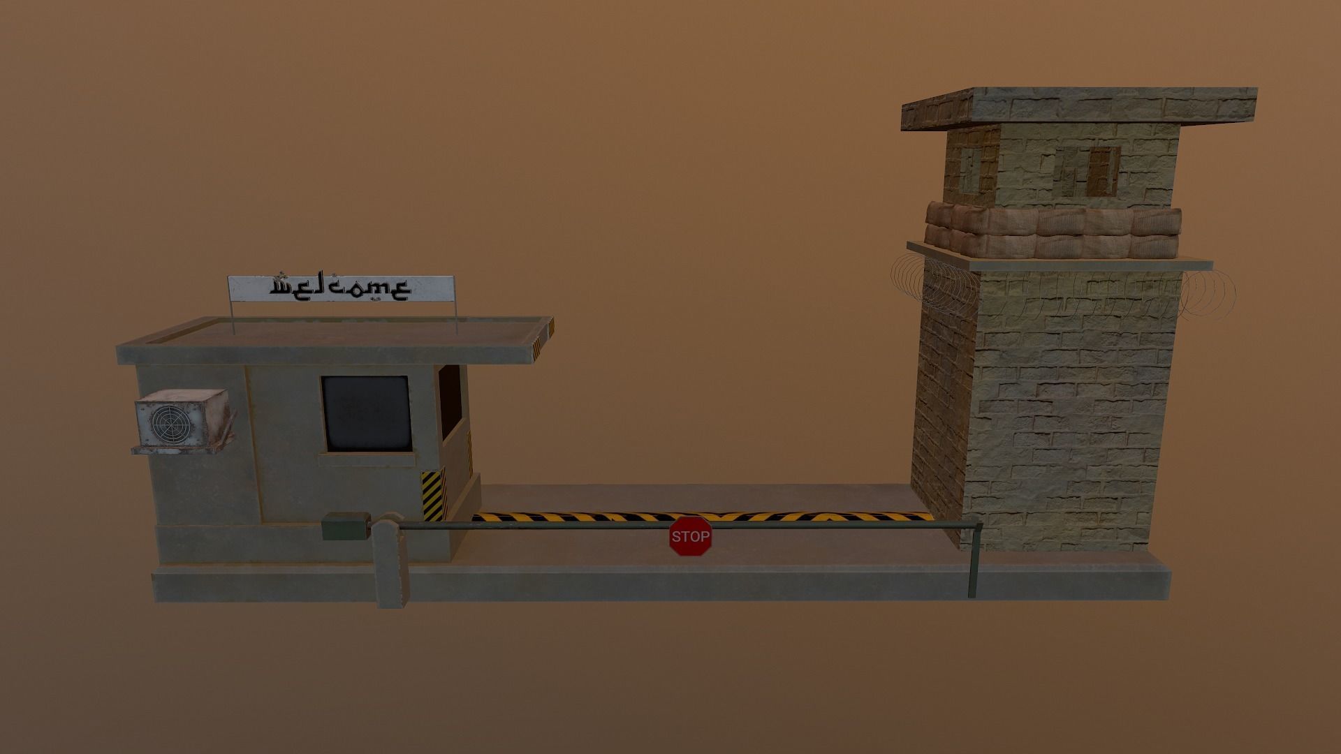 3D model Desert Security Guard Booth VR / AR / low-poly | CGTrader