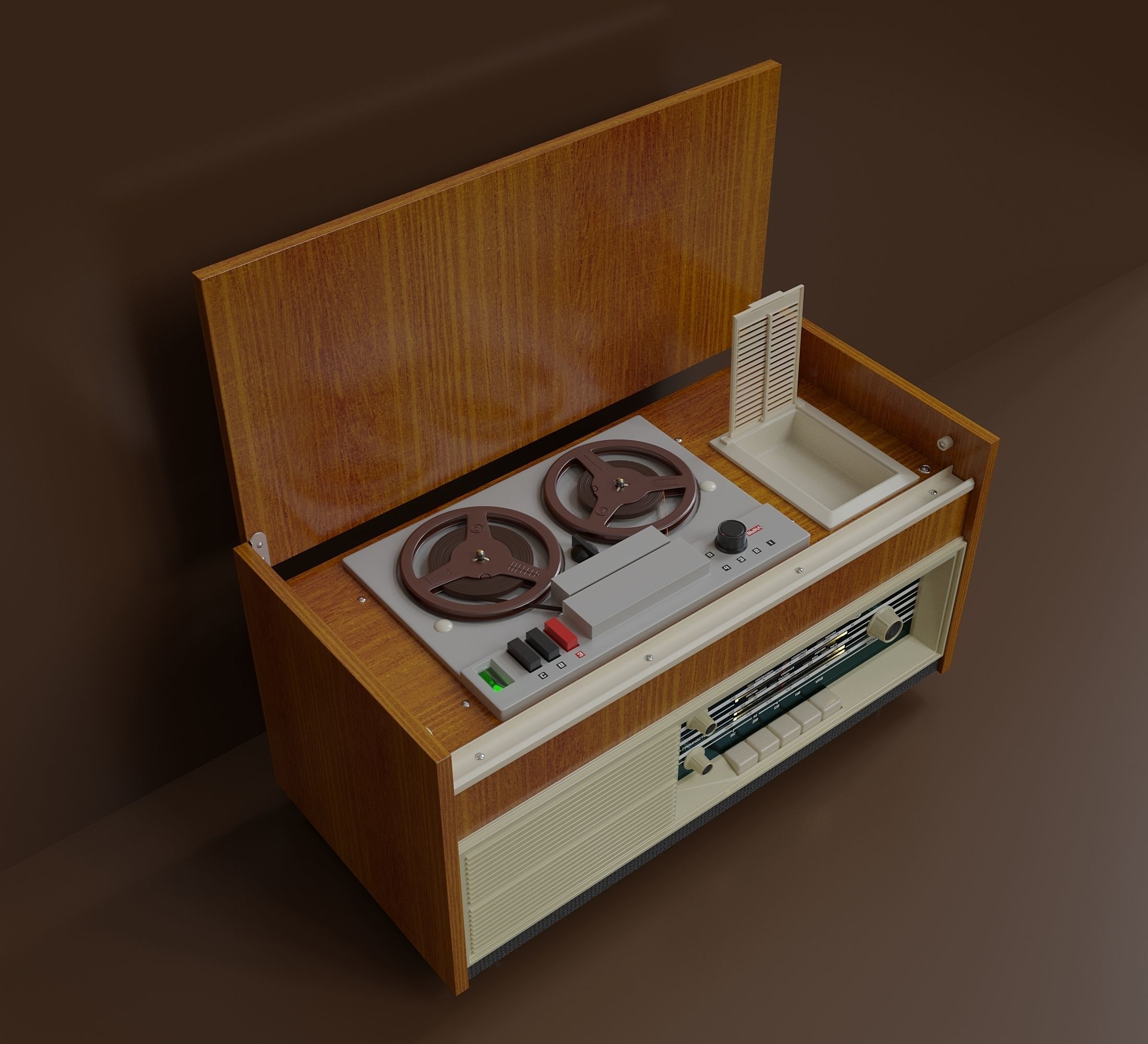 Rare tube radio tape recorder 3D model | CGTrader