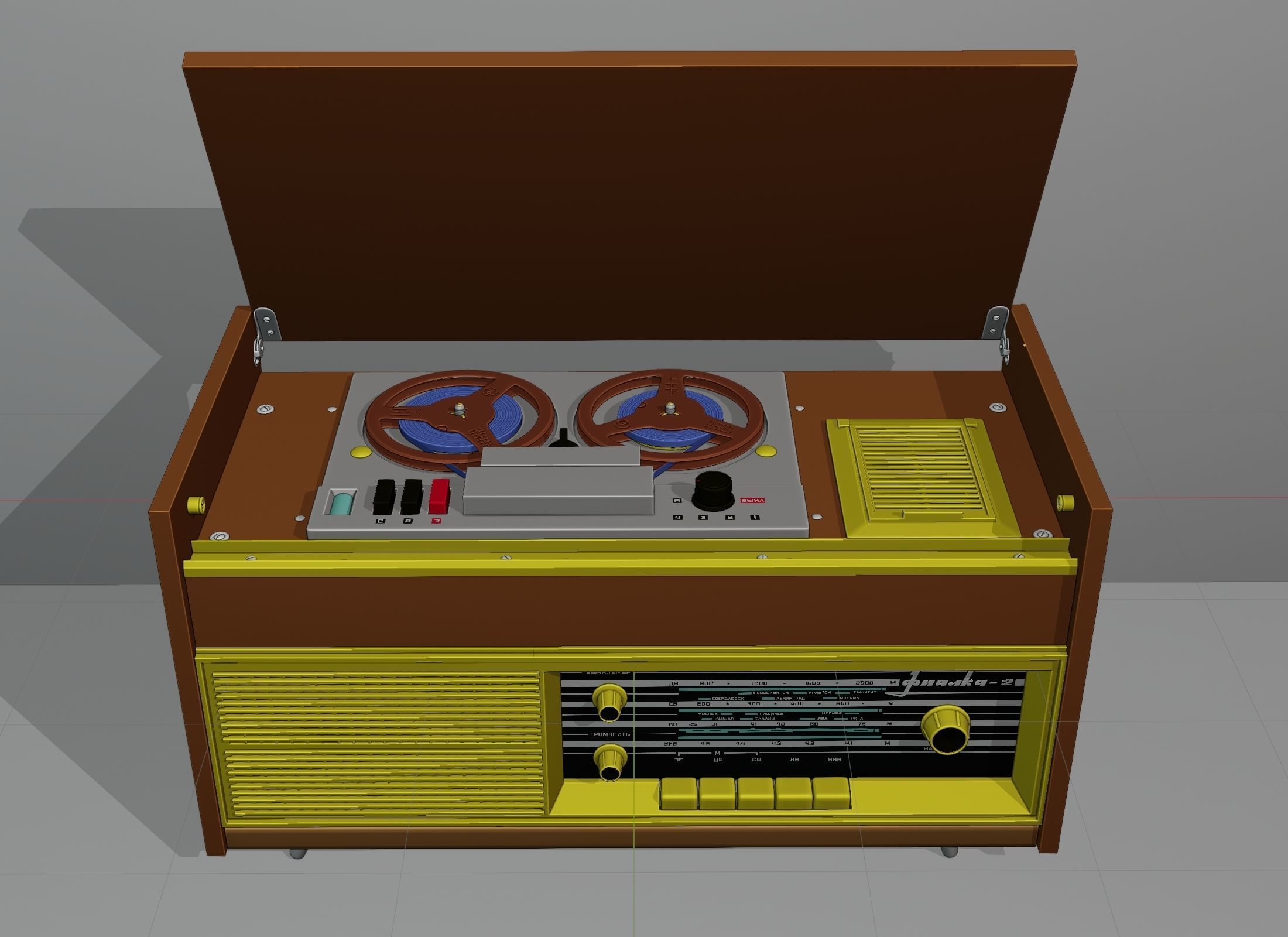 Rare tube radio tape recorder 3D model | CGTrader