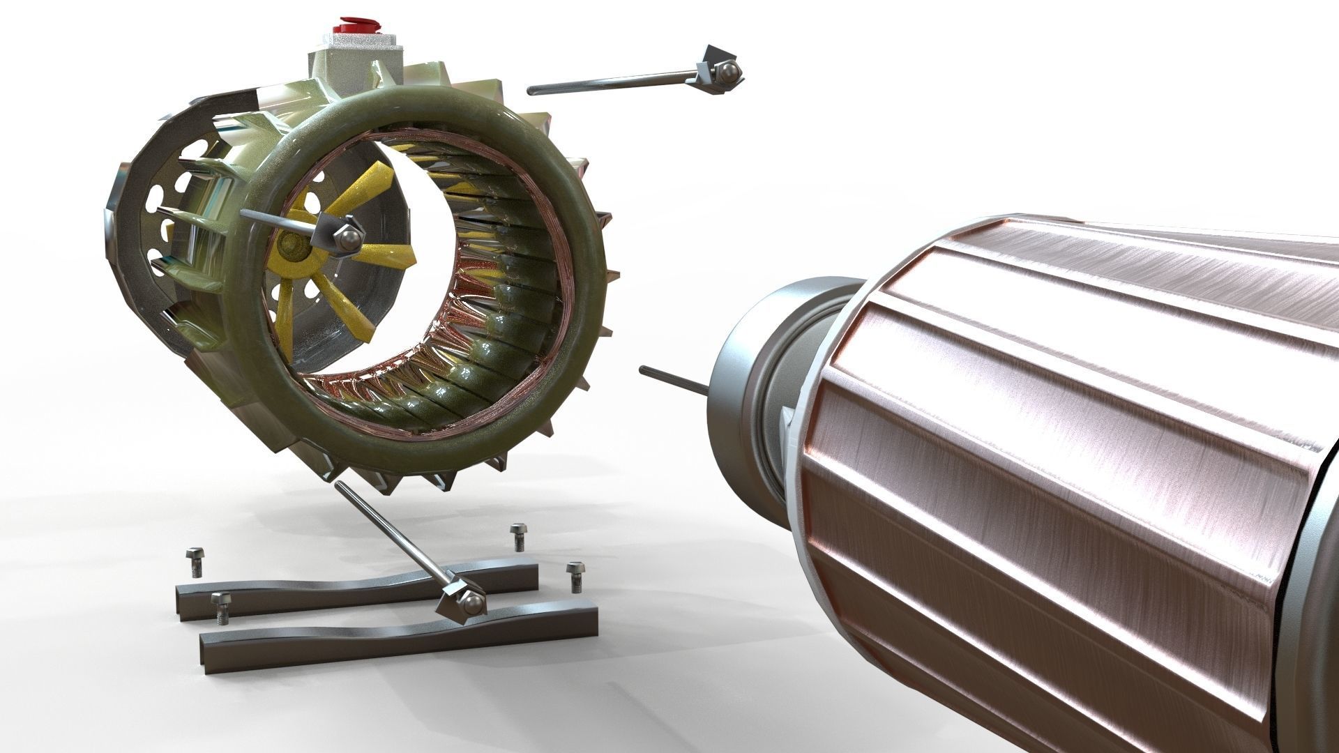 Electric motor stator rotor armature winding exploded model 3D model ...