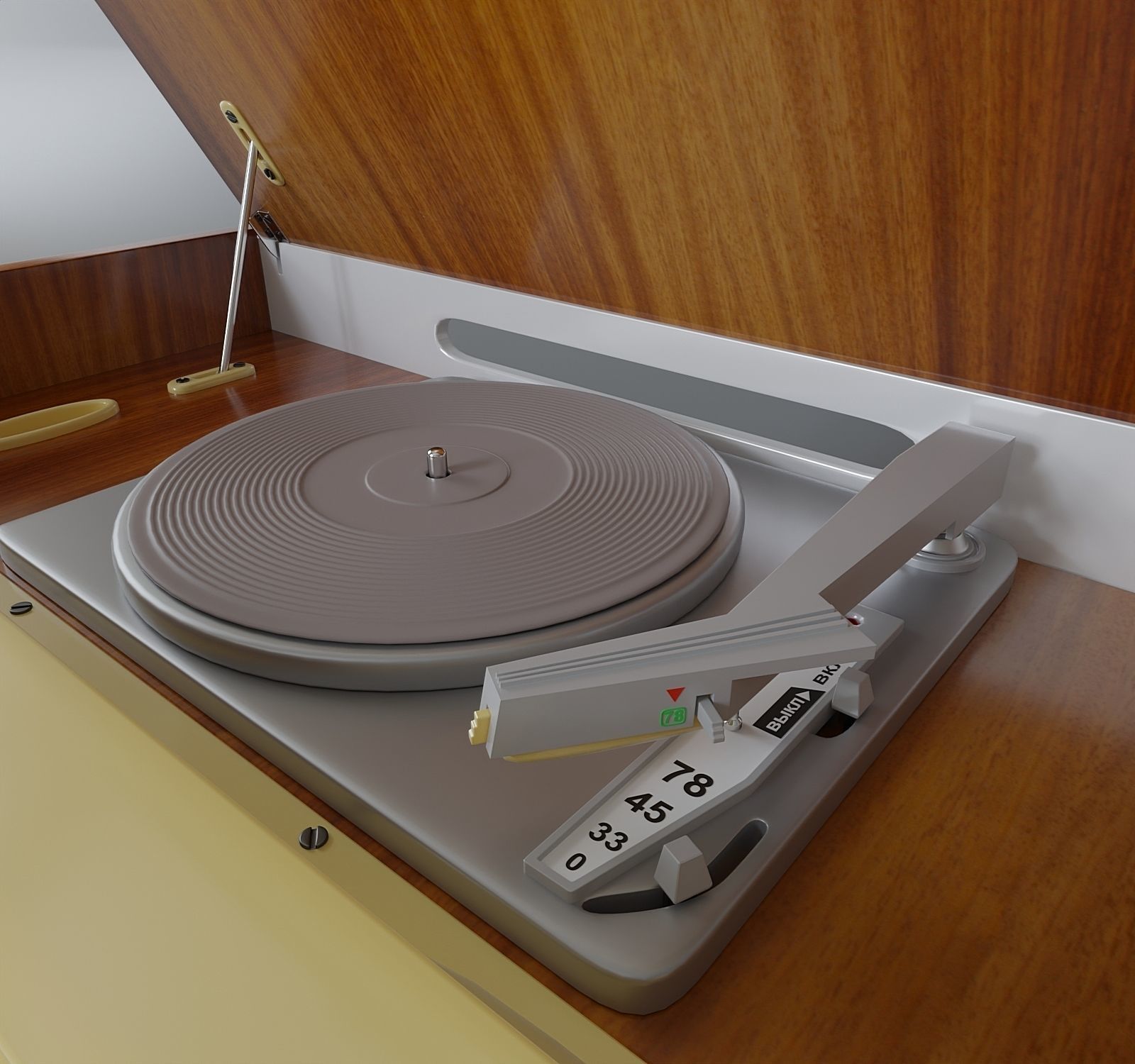 Vintage tube turntable with radio 3D model | CGTrader