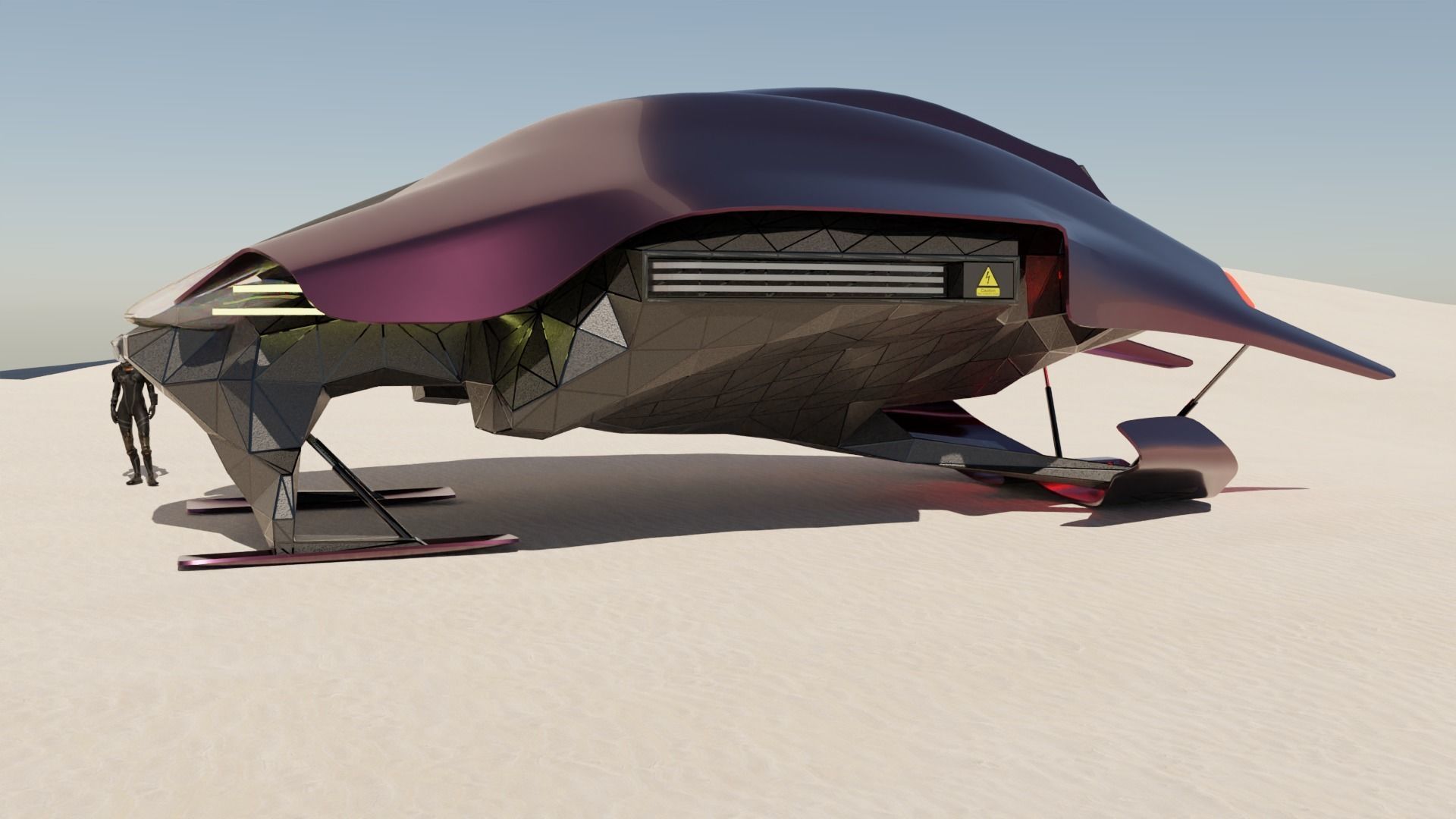 3D model Organic industrial contrast spaceship 3D low poly scifi Low ...