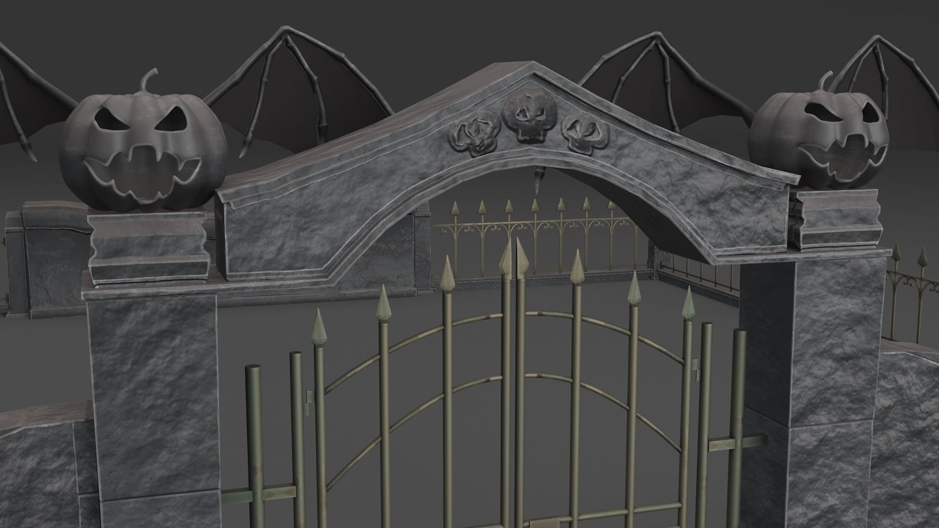 PBR Cemetery Gate 3D model | CGTrader