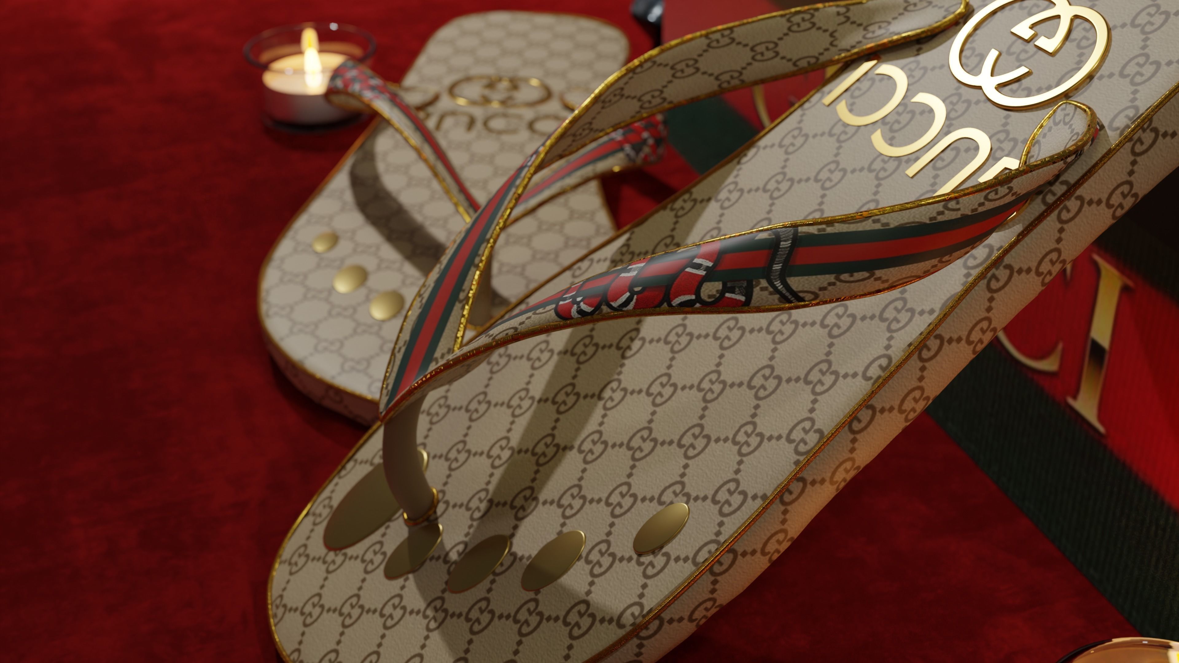 3D model flipflop GUCCI VR / AR / low-poly | CGTrader