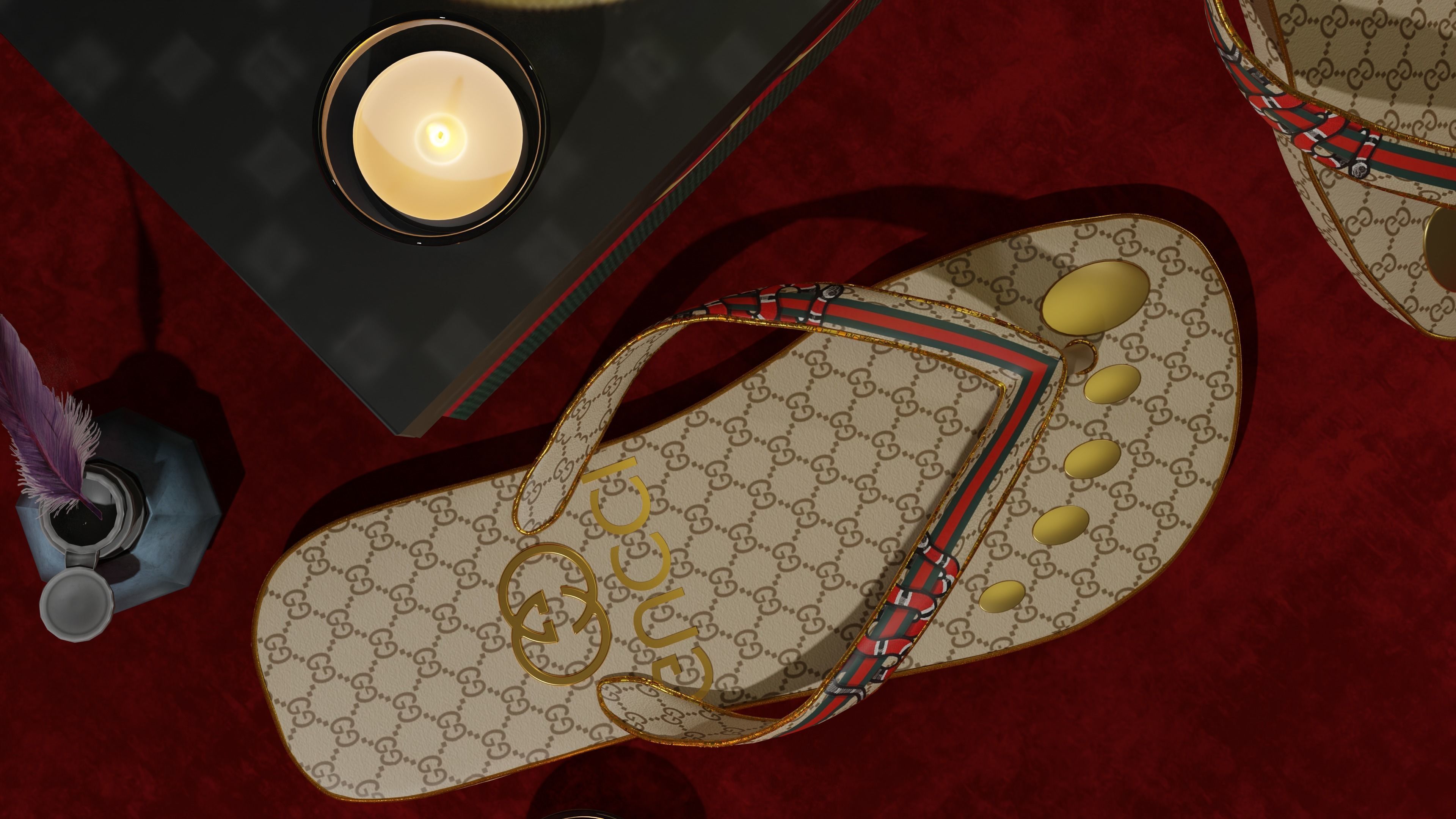 3D model flipflop GUCCI VR / AR / low-poly | CGTrader