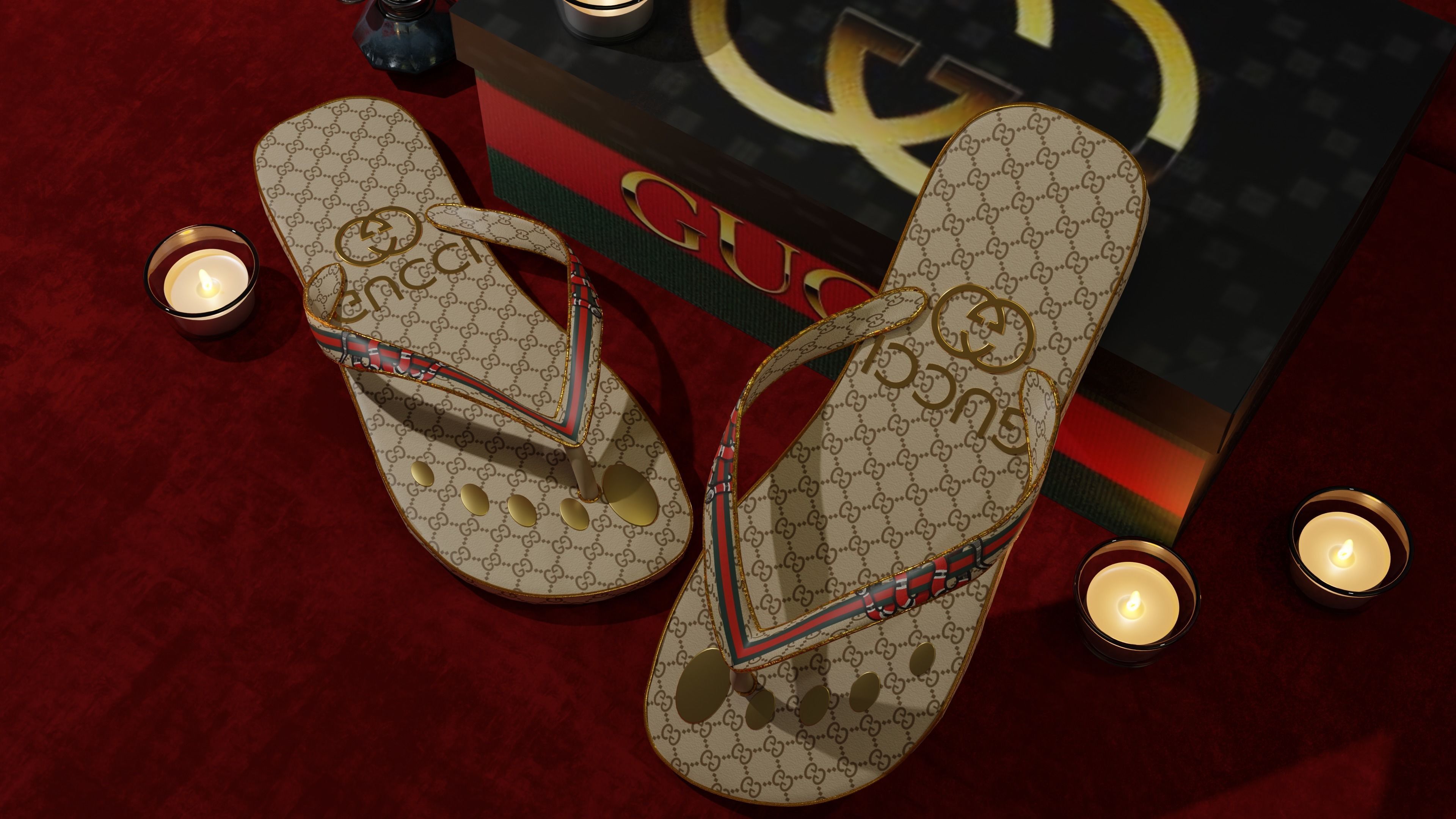 3D model flipflop GUCCI VR / AR / low-poly | CGTrader