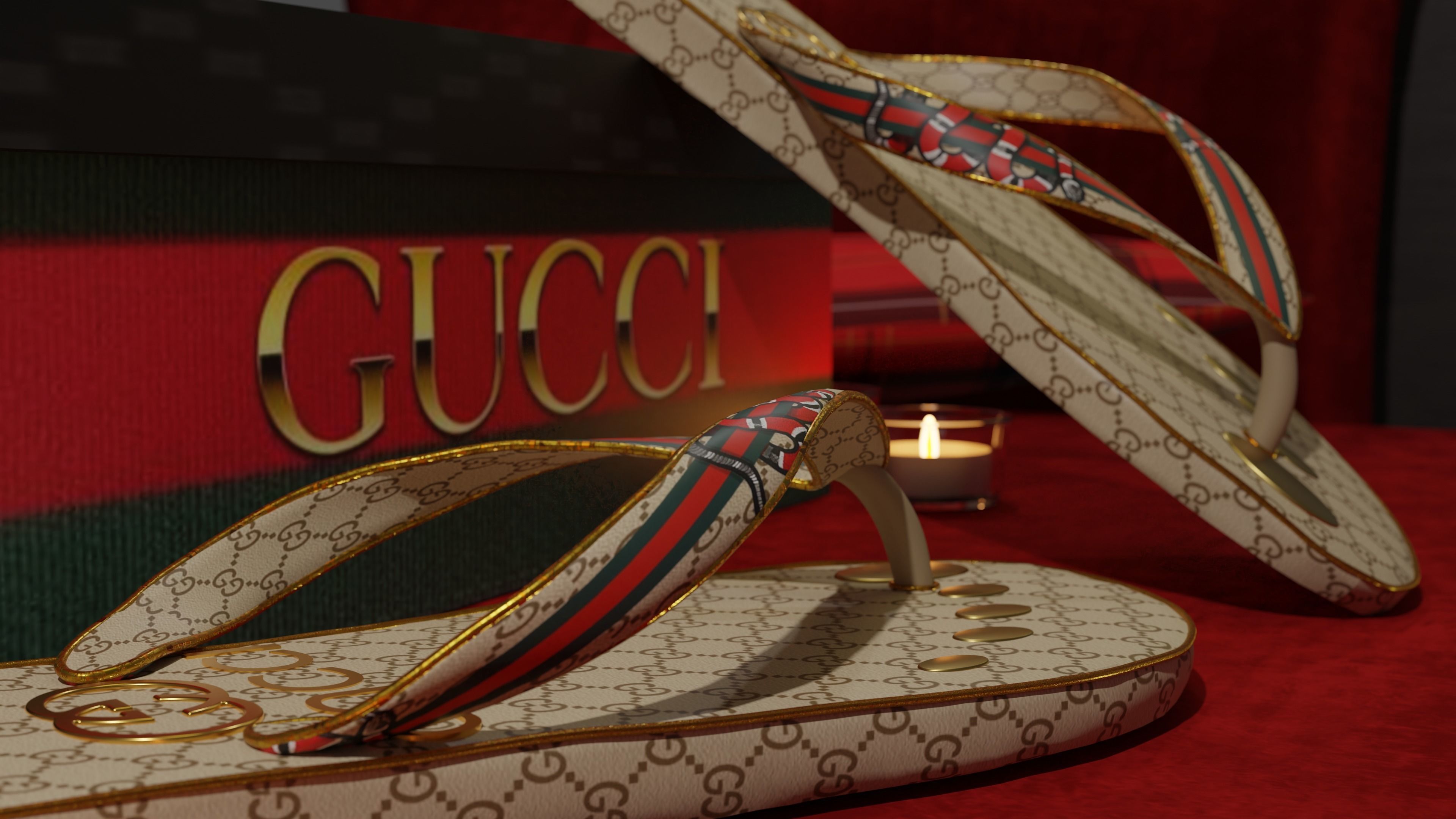 3D model flipflop GUCCI VR / AR / low-poly | CGTrader