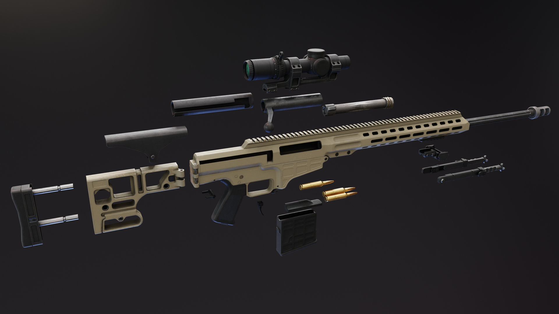 3D model Barrett MRAD Rifle VR / AR / low-poly | CGTrader