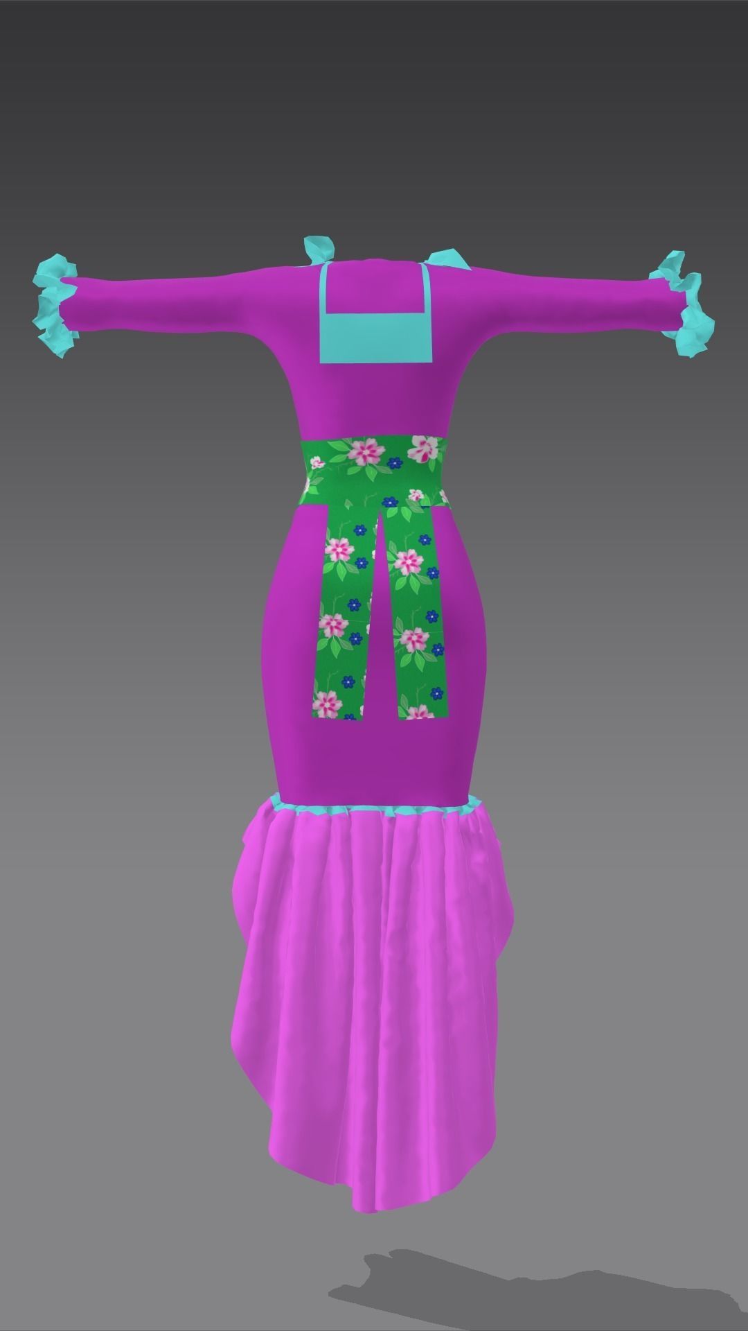 purple outfit Hmong cartoon back 3D model | CGTrader