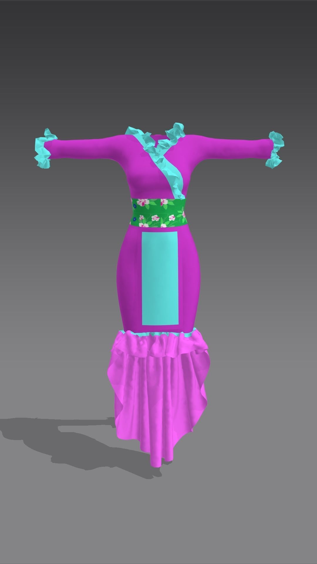 purple outfit Hmong cartoon back 3D model | CGTrader