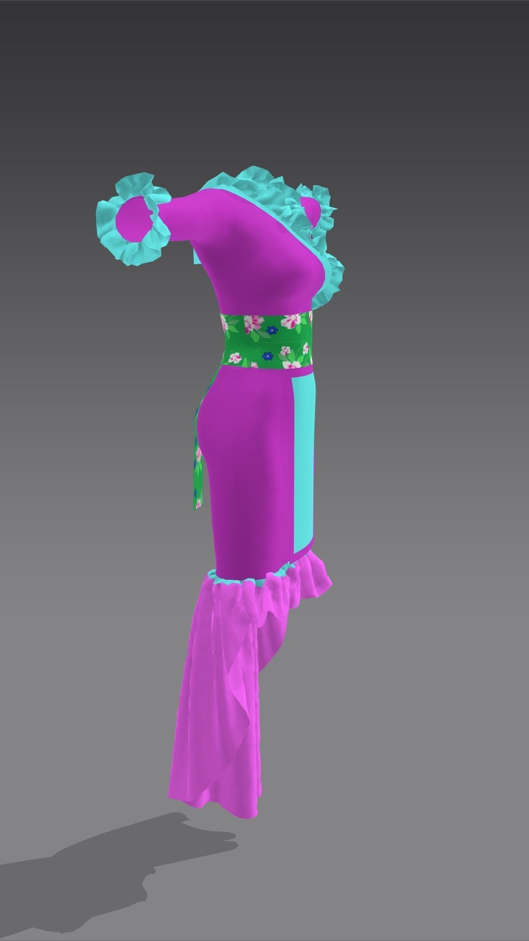 purple outfit Hmong cartoon back 3D model | CGTrader