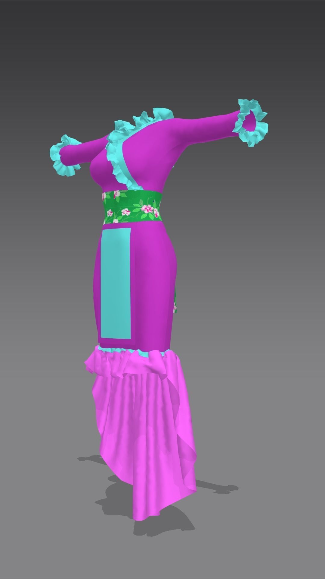 purple outfit Hmong cartoon back 3D model | CGTrader