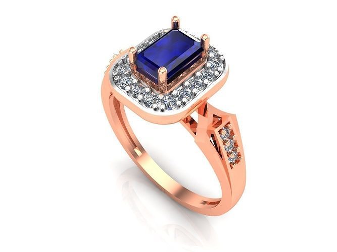 0120 - Fancy Blue Stone Ladies Ring 3D model 3D printable | CGTrader