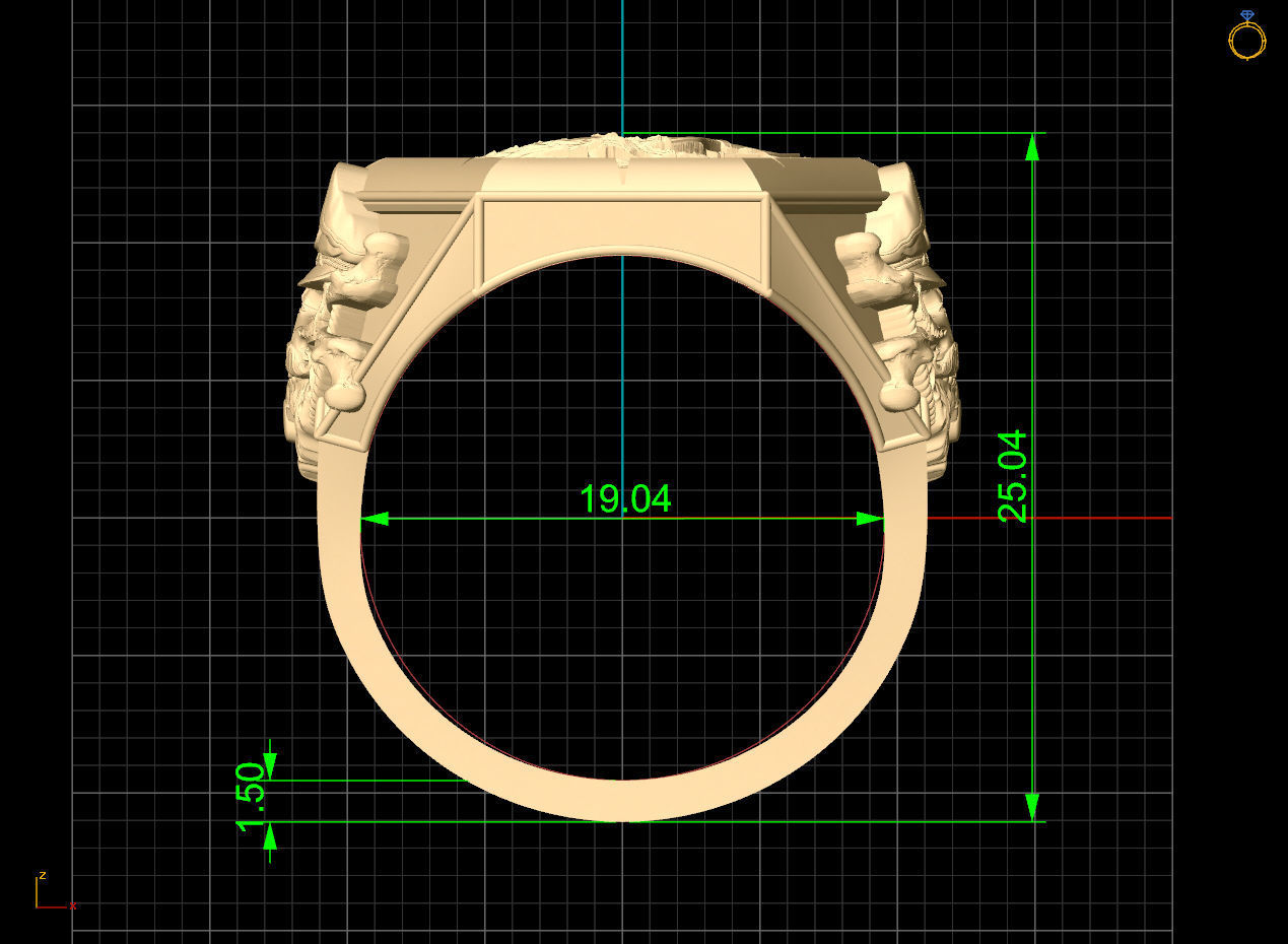 Skull pirate ship ring silver gold printable jewelry 3D model 3D model ...