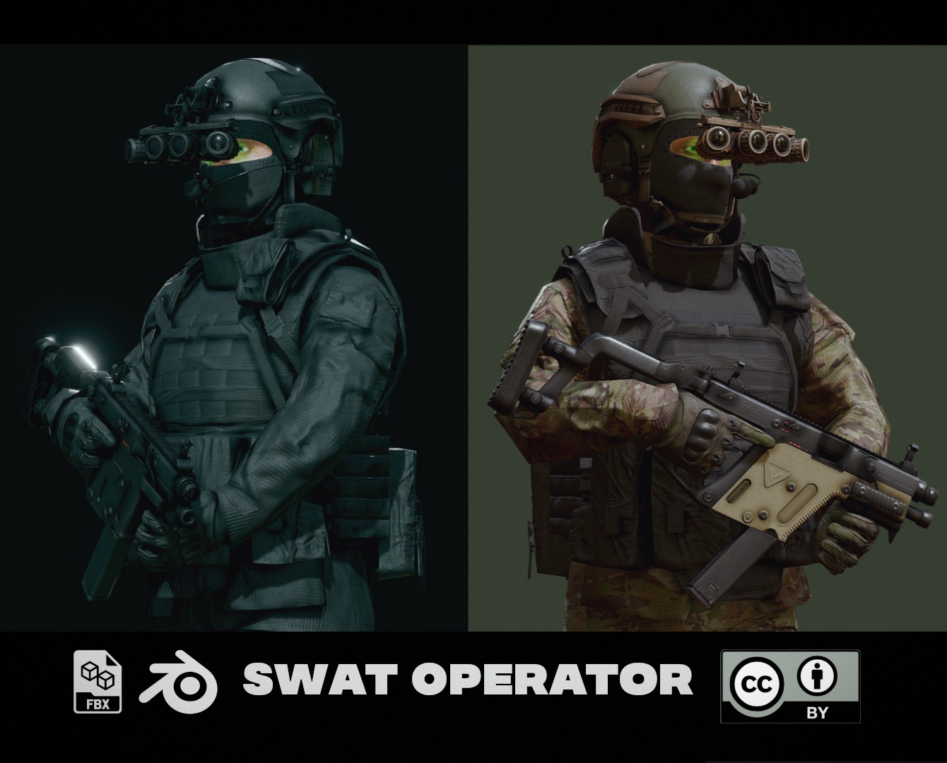 SWAT Operator free VR / AR / low-poly 3D model rigged | CGTrader