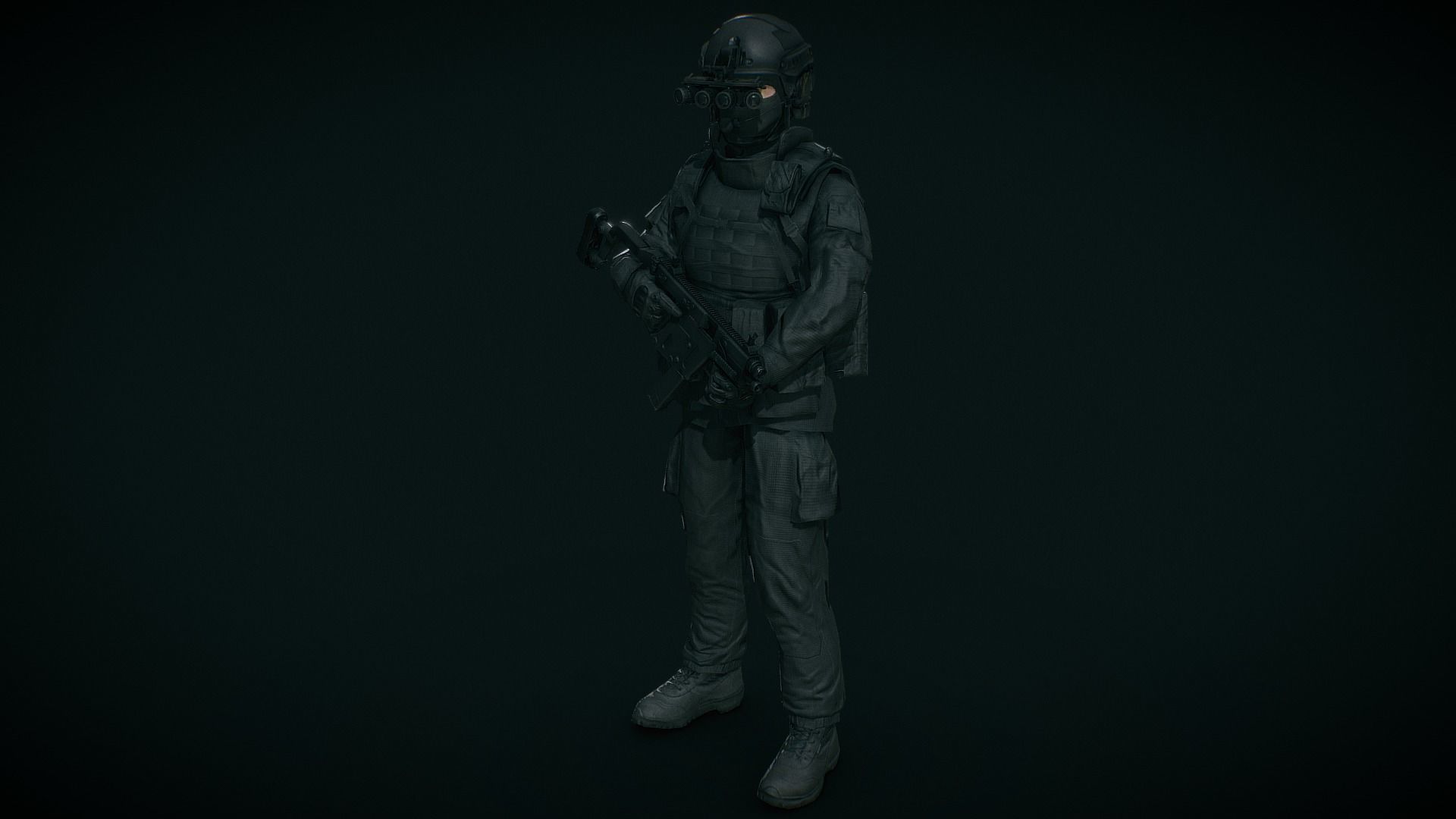 SWAT Operator free VR / AR / low-poly 3D model rigged | CGTrader